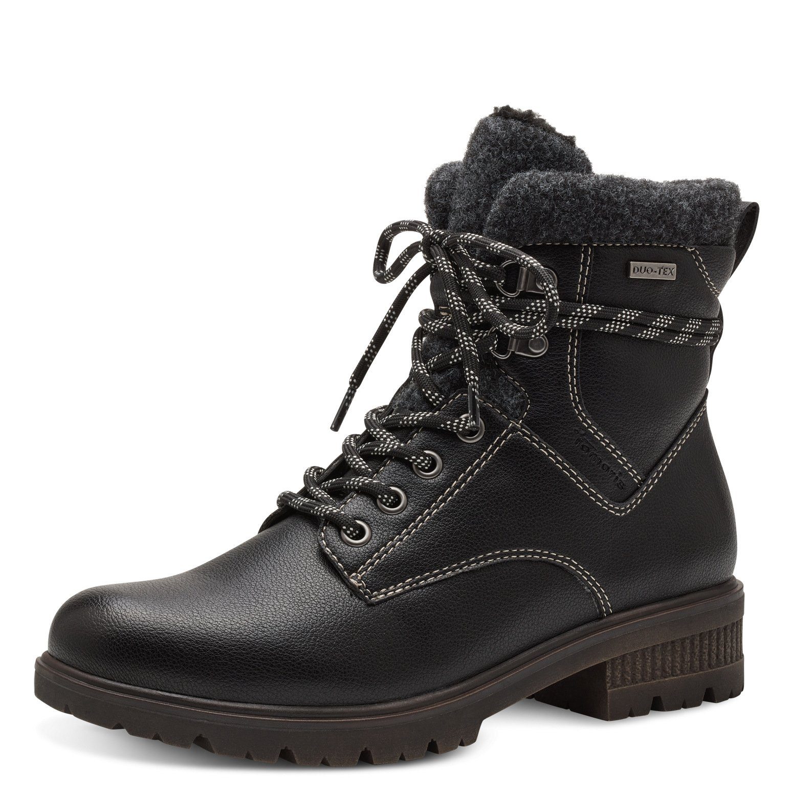 Tamaris Schnürboots 100% vegan, Obermaterial in Lack-Optik