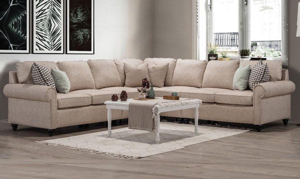 Jvmoebel Ecksofa Modern Wohnzimmer Ecksofa L Form Design Beige Luxus