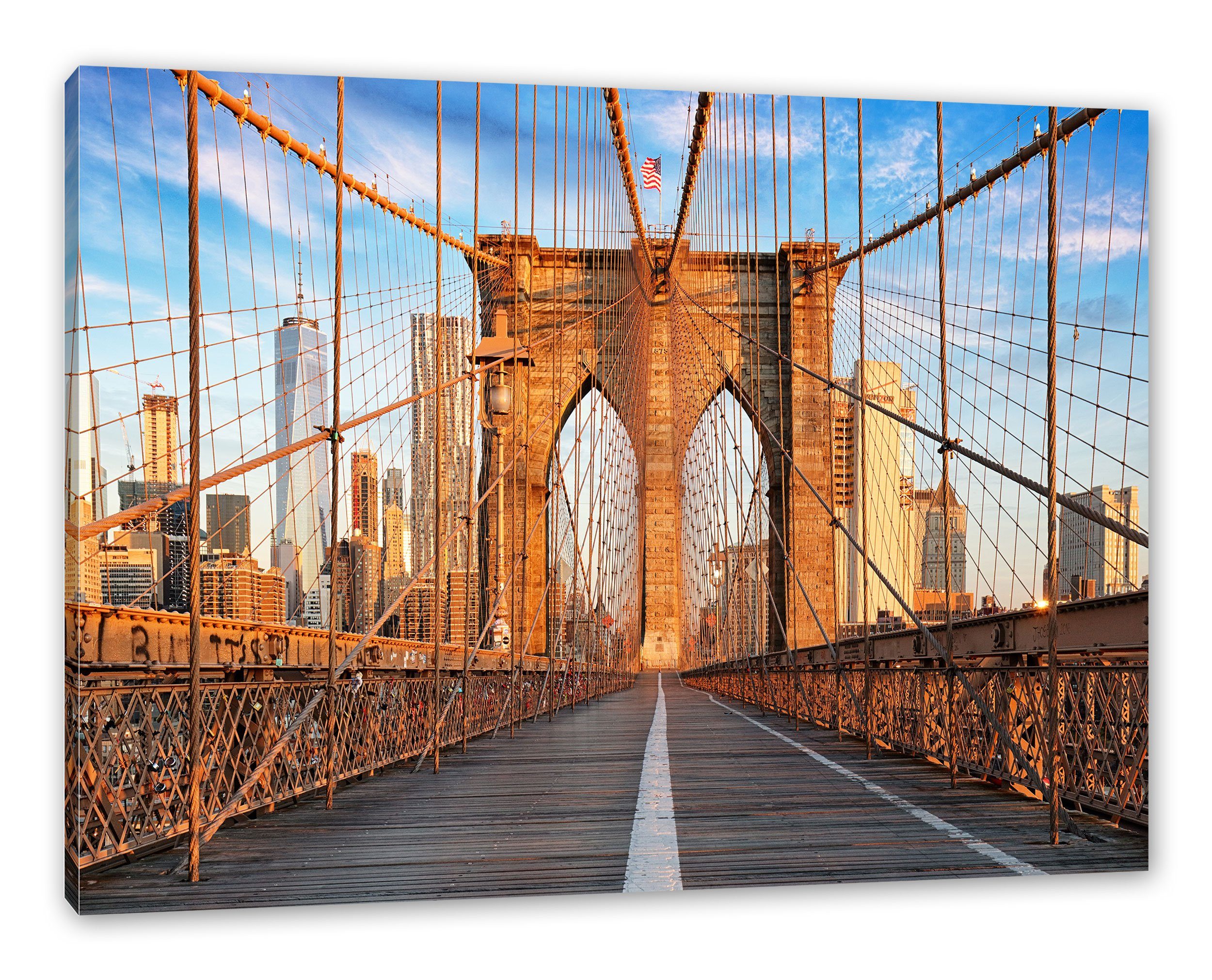 Pixxprint Leinwandbild Leere Brooklyn Bridge In New York City Leere