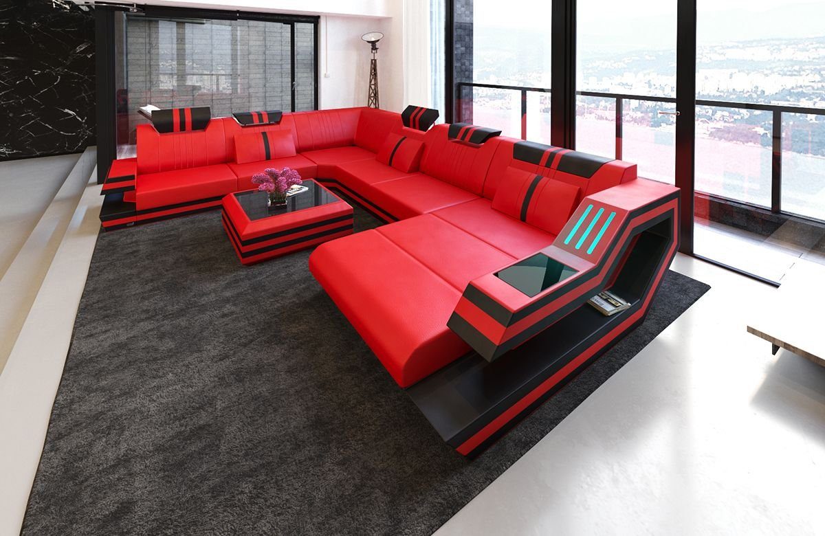 Sofa Dreams Wohnlandschaft Sofa Leder Ledercouch Ravenna XXL U Form ...