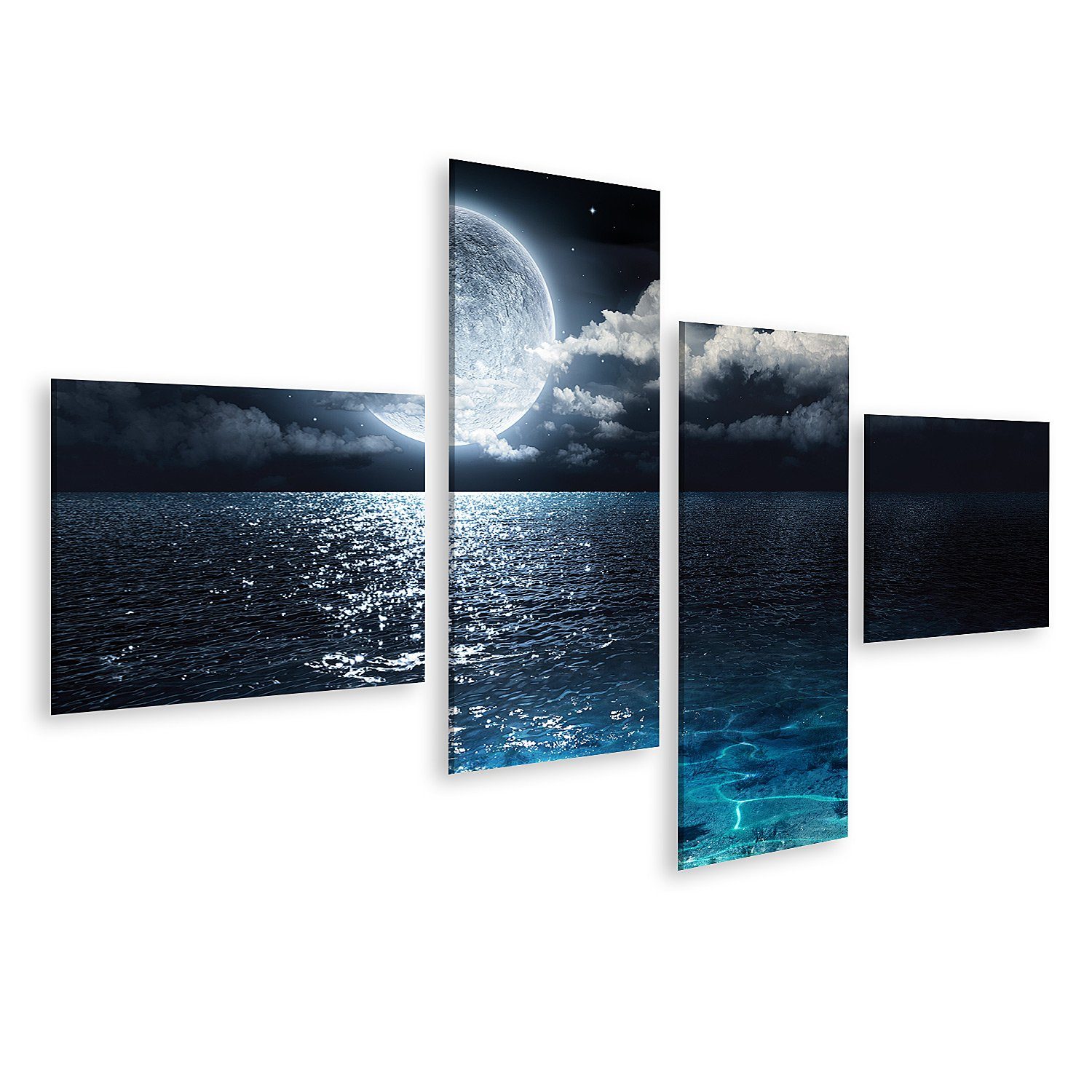 islandburner Leinwandbild »Bild auf Leinwand Romantisches Und Malerisches Panorama Mit Vollmond ...