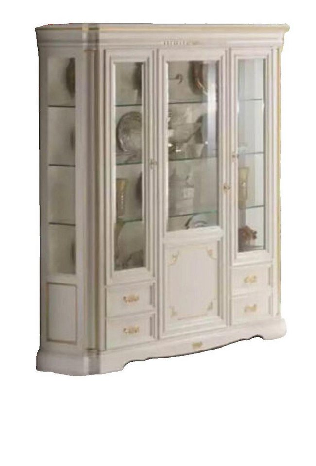 Jvmoebel Vitrine Klassische Vitrine Luxus Weiß Schrank Holz