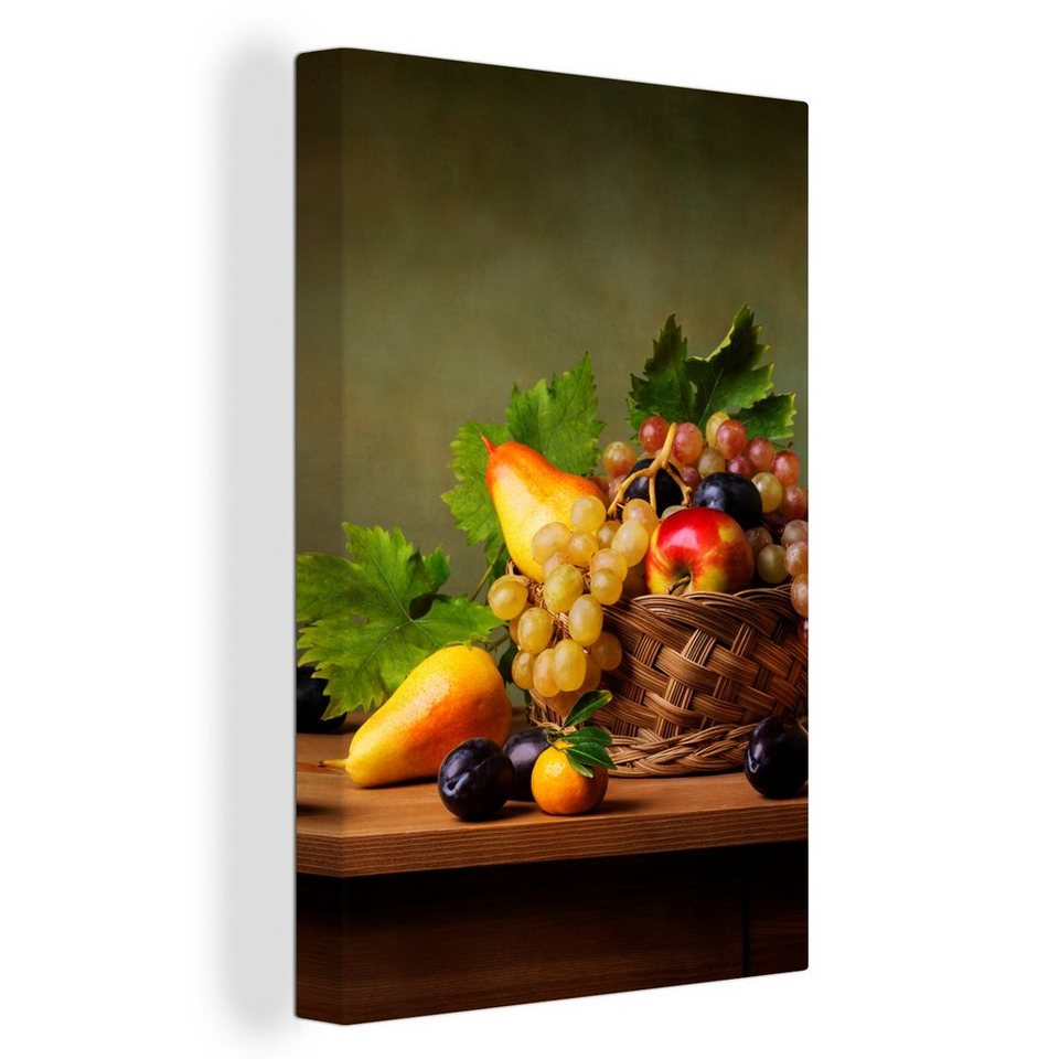 Onemillioncanvasses® Leinwandbild Rustikal Korb Obst Stilleben