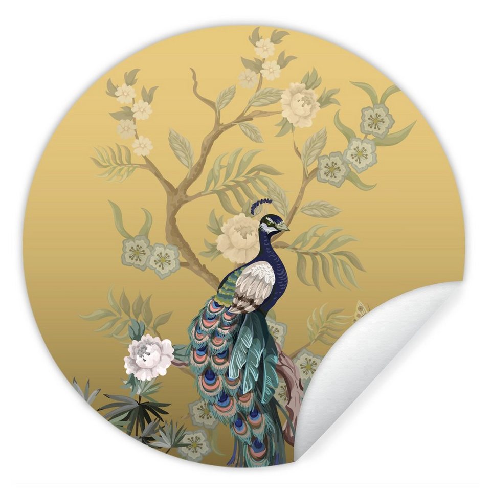 Muchowow Wandsticker Pfau Rosen Gold Pfauenfedern Luxus 1 St