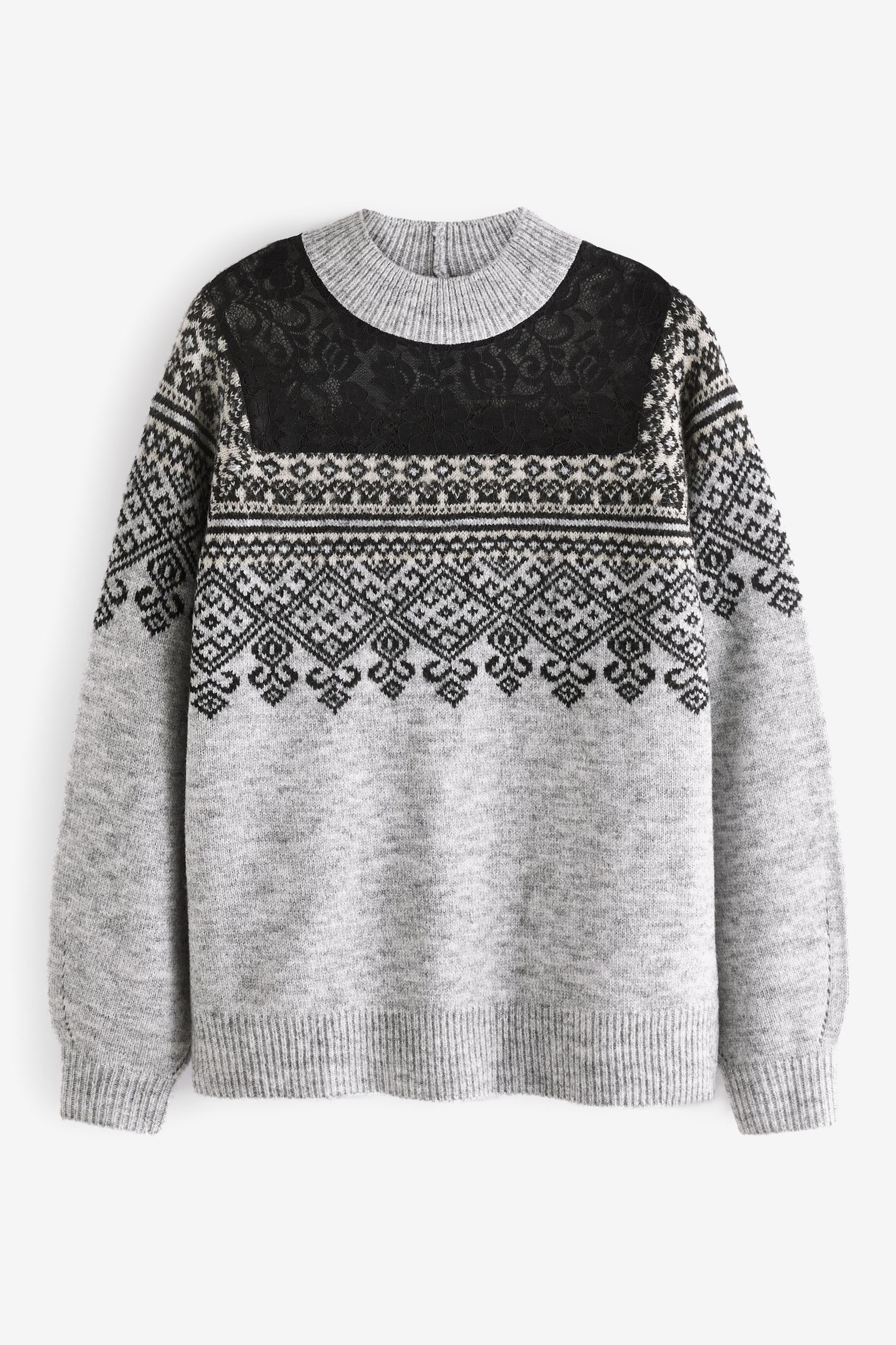 Next Strickpullover Pullover Mit Fairisle Muster Und Spitzendetail 1 Tlg