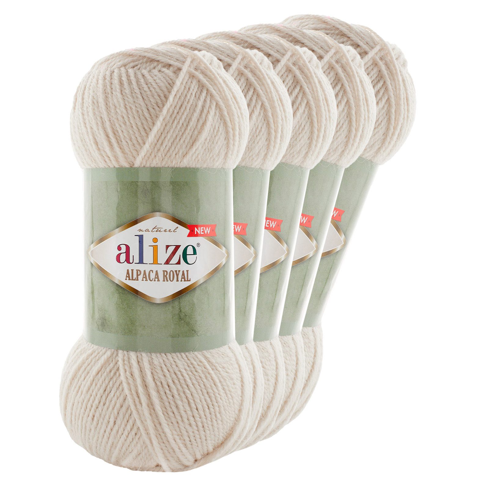 Alize 5 x 100g Alize Alpa-Royal 45% Wolle Klassikgarn Strickgarn Häkelgarn Häkelwolle, 250 m ...