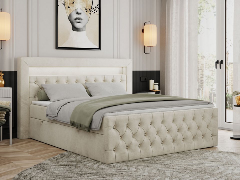 Mks MÖbel Boxspringbett Gold9 Set Packung H3 Matratze Bettkästen