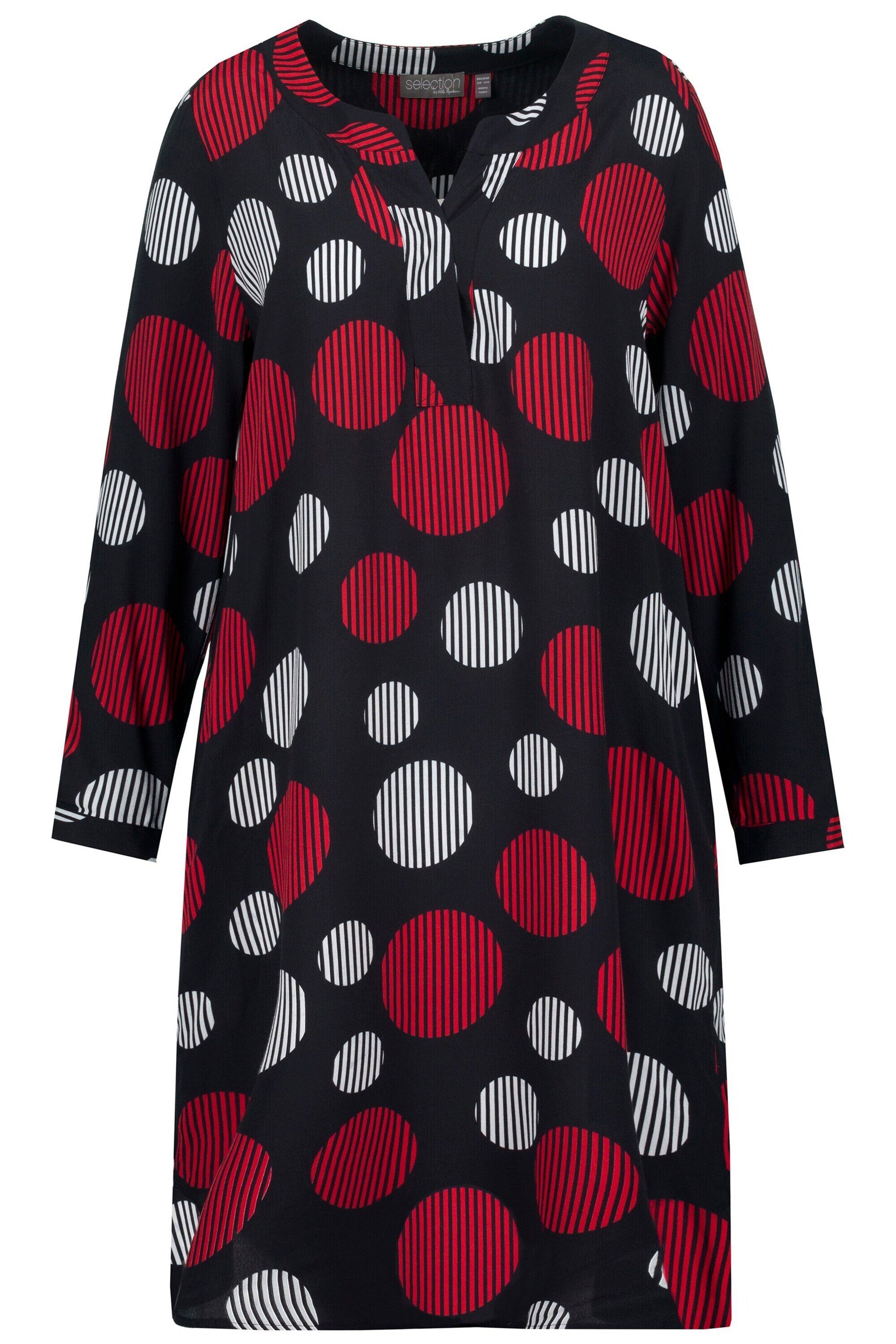 Ulla Popken Jerseykleid Kleid Circles A Linie Tunika Ausschnitt Langarm