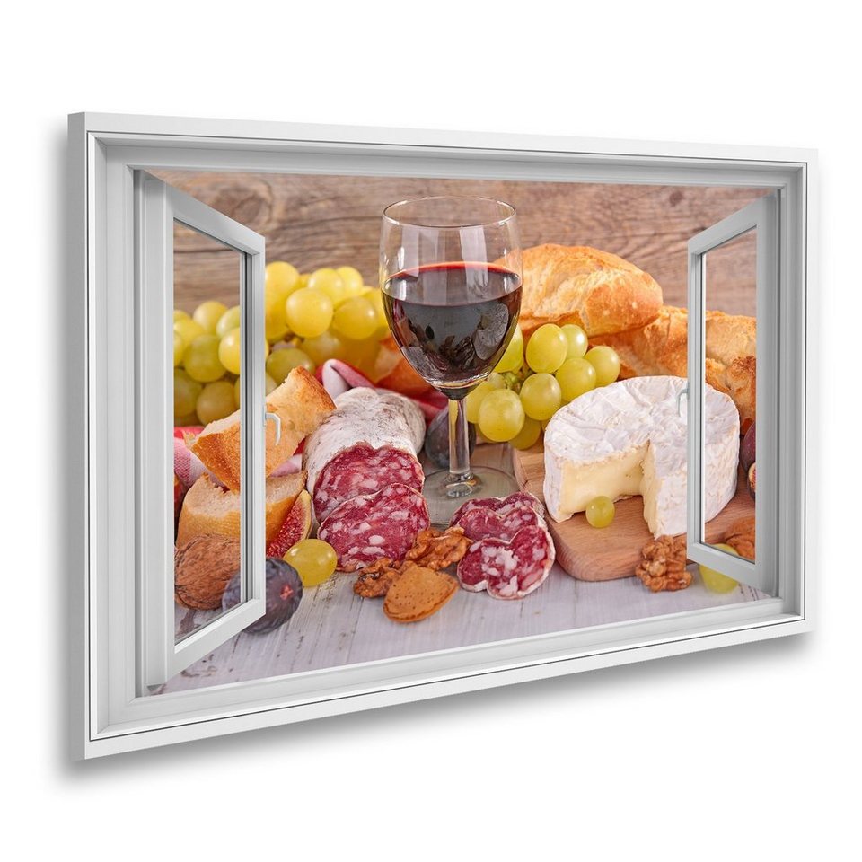 Islandburner Leinwandbild Bild Auf Leinwand Fensterblick Wein Käse