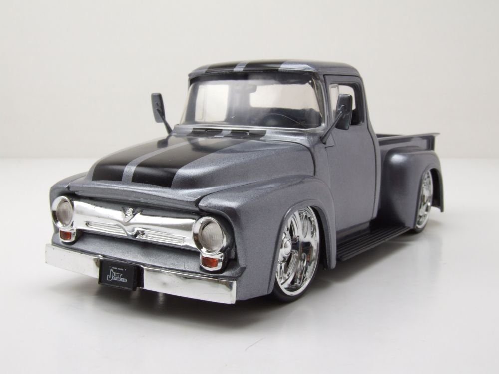 JADA Modellauto Ford F-100 Custom Pick Up 1956 grau schwarz Modellauto 1:24 Jada Toys, Maßstab 1:24