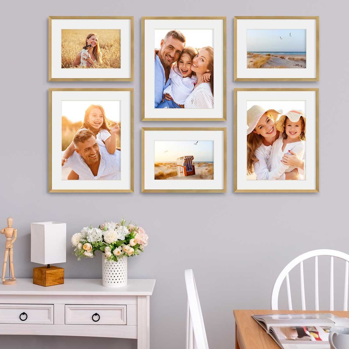 PHOTOLINI Bilderrahmen 6er Set 30x40 cm und 40x50 cm Modern Schmal mit ...