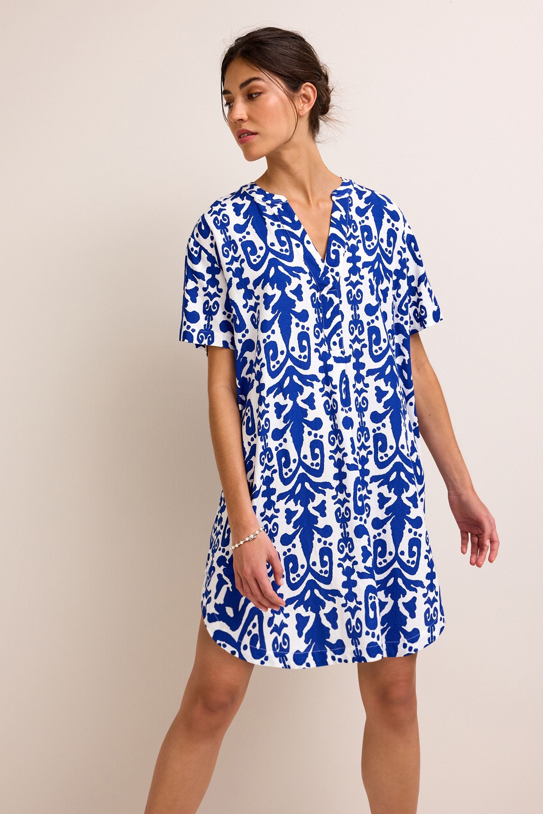 Next Minikleid Kaftan Minikleid Aus Leinengemisch 1 Tlg Aktuelles
