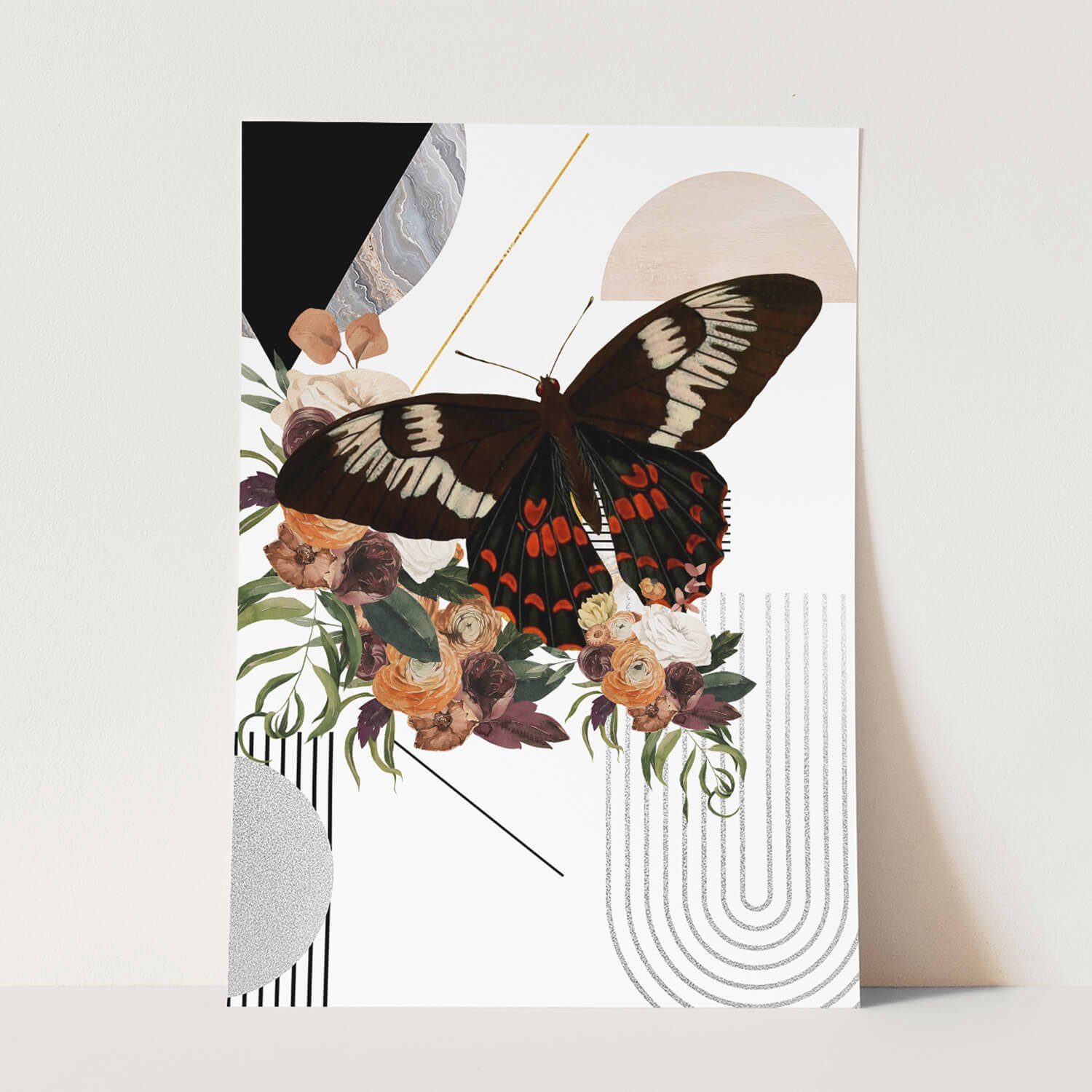 Sinus Art Wandbild Wandbild Schwarzer Schmetterling Exklusives Design