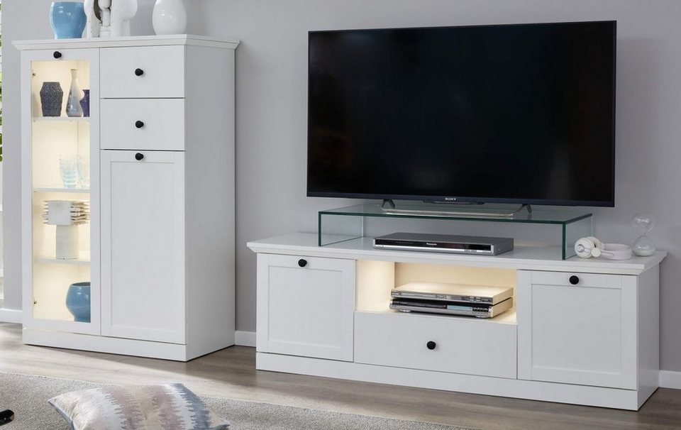 Trendteam Wohnzimmer Set Baxter In Landhaus Weiß Set Mit Highboard
