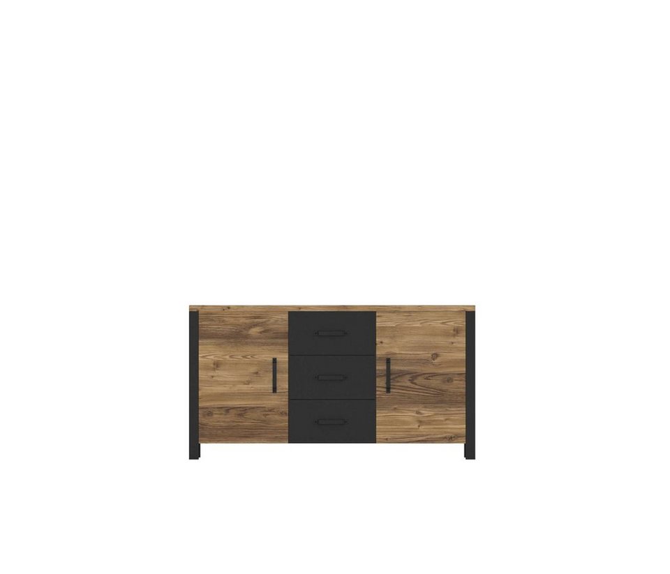 99rooms Kommode Den Appenzeller Fichte Schwarz Matt Sideboard