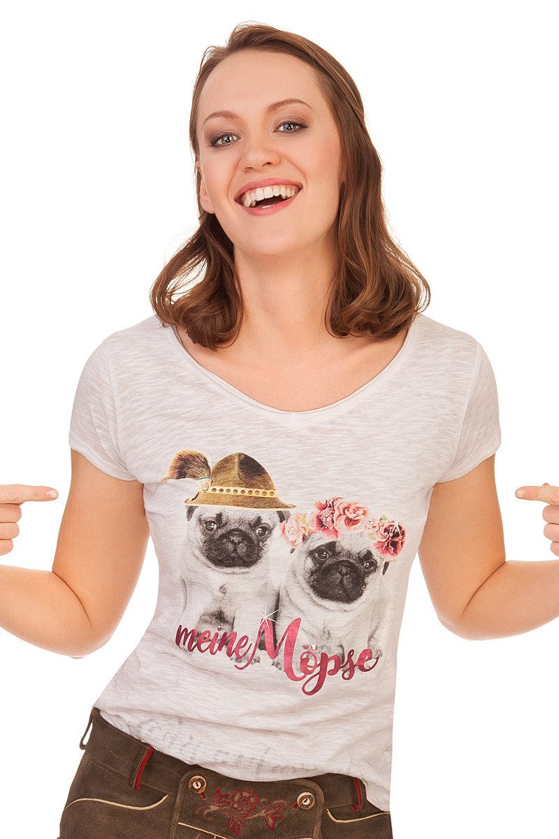 Hangowear Trachtenshirt Trachtenshirt Damen - ROSI - altrosa, hellgrau