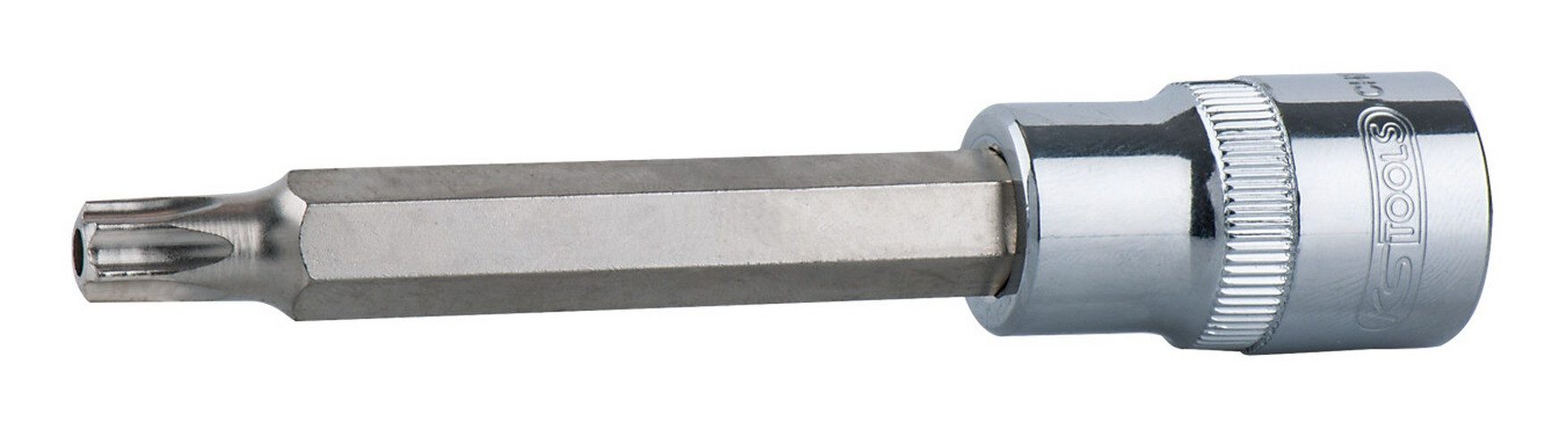 KS Tools Torx-Bit CHROMEplus, 1/2" Stecknuss mit Stirnlochbohrung, lang, TB55, Torx mit ...