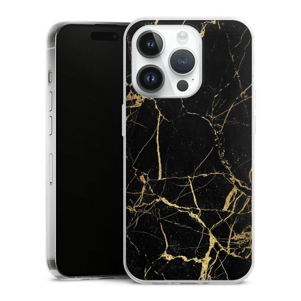Deindesign Handyhülle Marmor Schwarz Muster Blackgoldmarble Look Apple