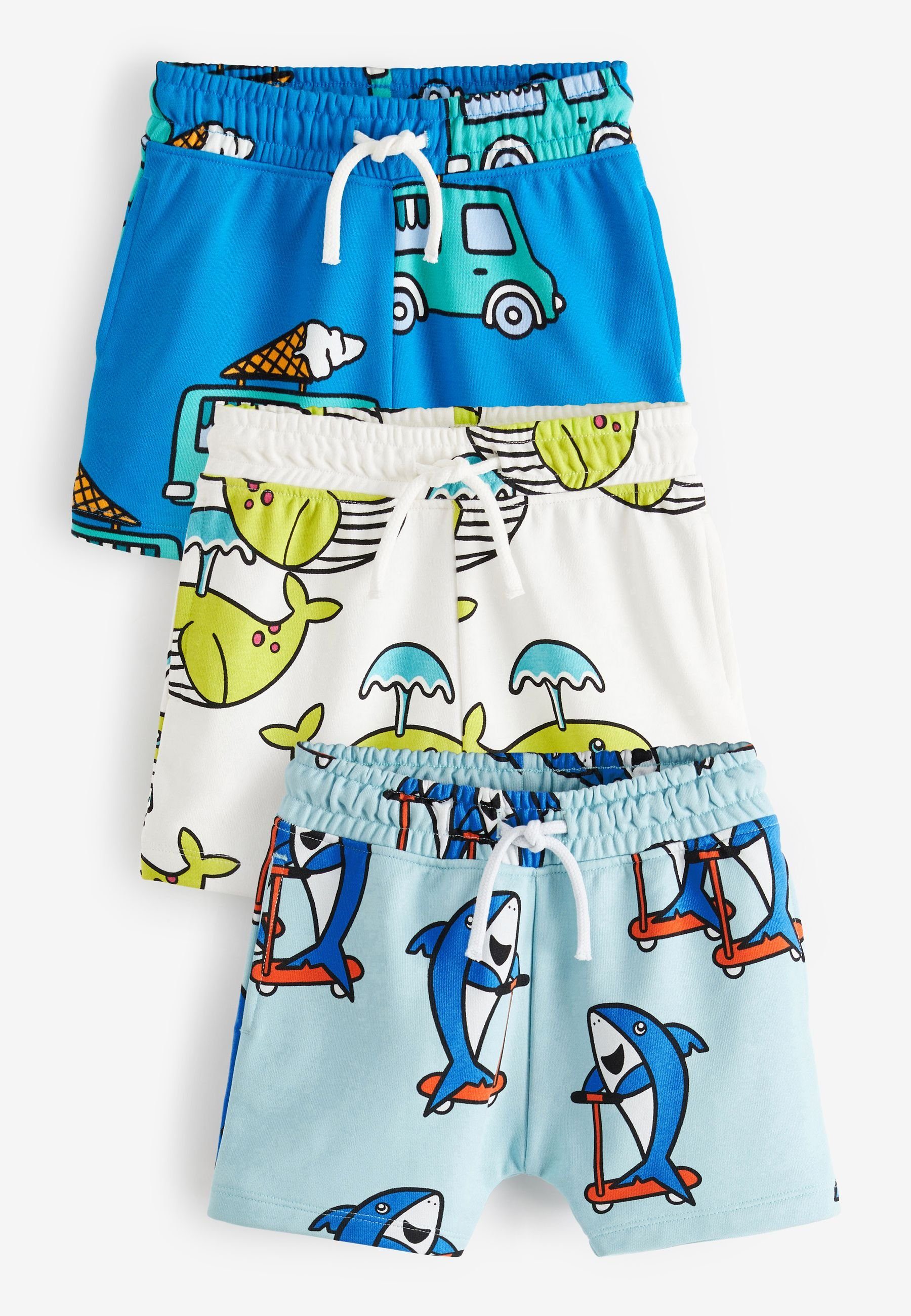 Next Sweatshorts 3er Pck Jersey Shorts Mit Durchgehendem Print 3 Tlg