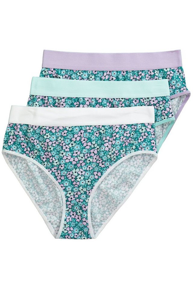 Ulla Popken Slip Midislips 3er Pack Gemustert Farbiger Elastikbund