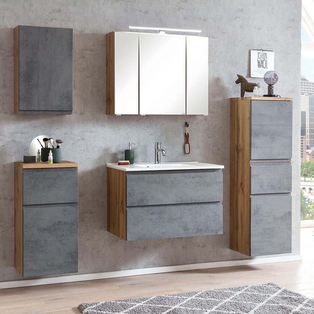Lomadox Badmöbel Set Vasto 03 Concrete Spar Set 5 St Mit