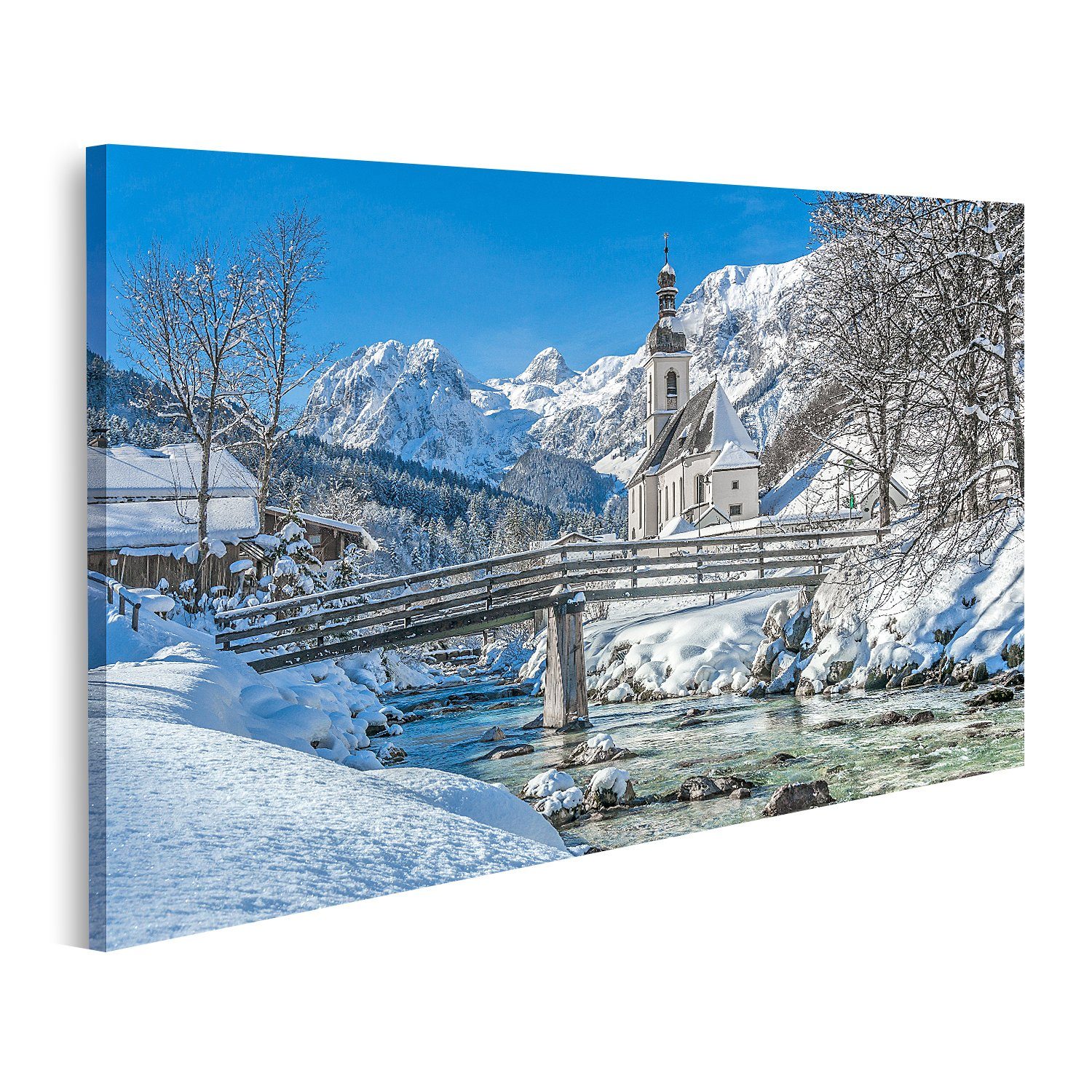 islandburner Leinwandbild Bild auf Leinwand Panoramablick auf eine malerische Winterlandschaft i