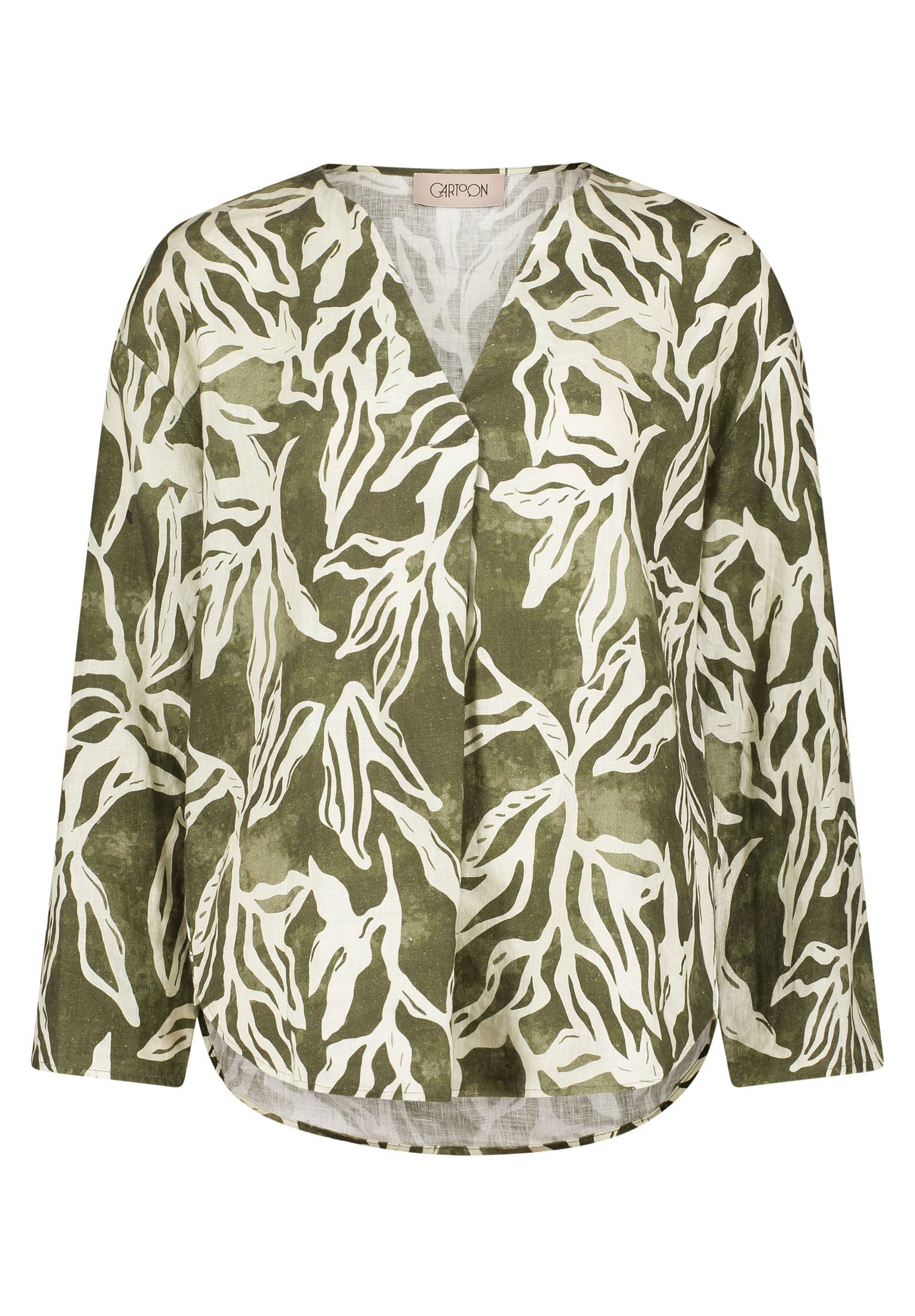 Cartoon Klassische Bluse mit V-Ausschnitt Druck