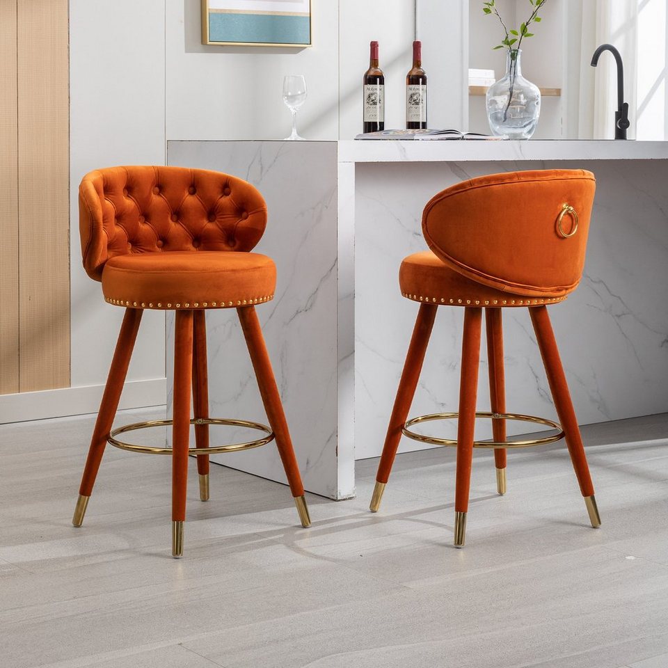 Merax Barhocker 2 St 360° Drehbar Mit Knopfheftung Barstühle
