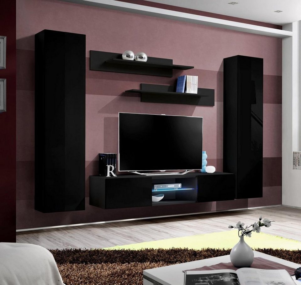 Jvmoebel Wohnzimmer Set Wohnzimmer Komplett Wohnwand Wandschrank Tv