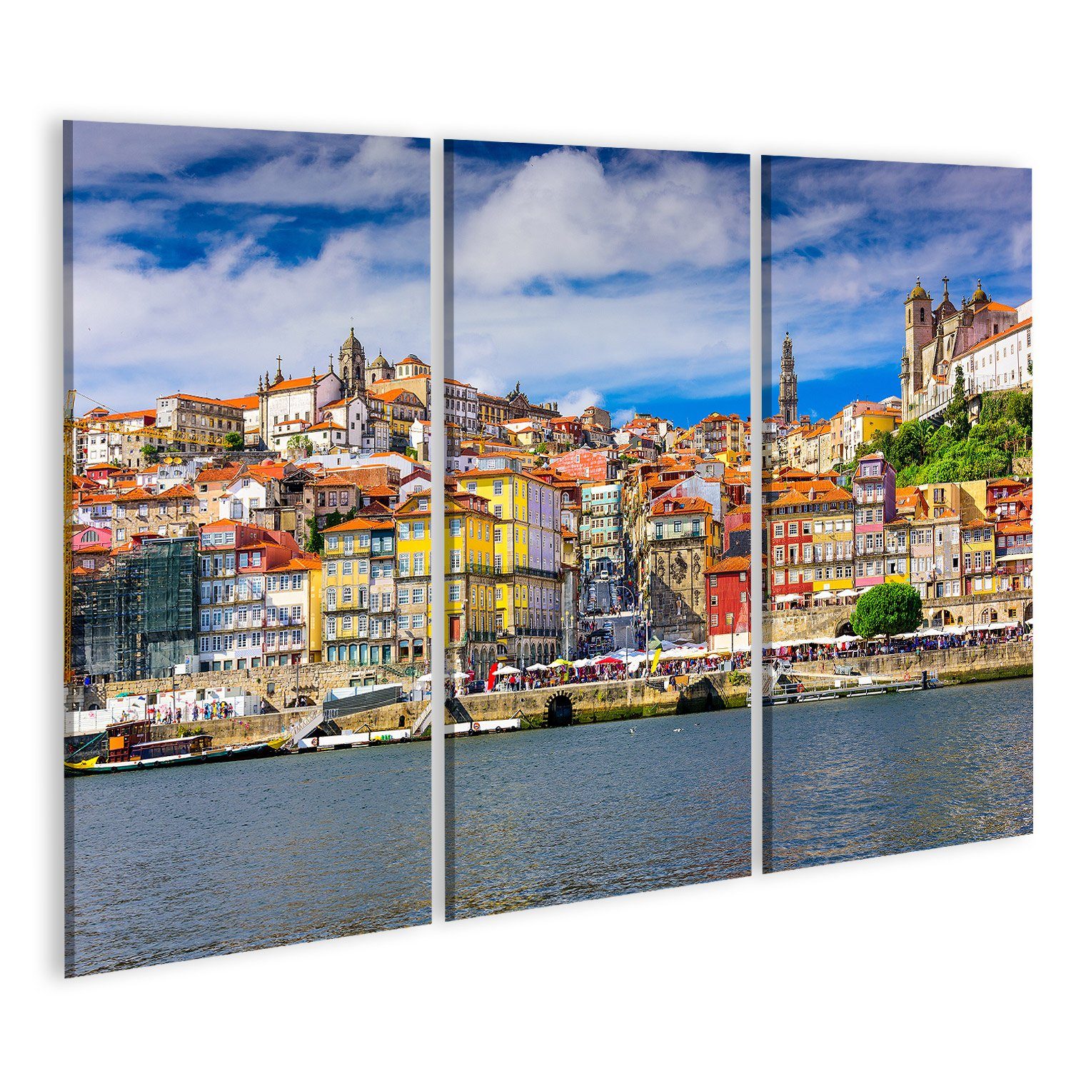 islandburner Leinwandbild »Bild auf Leinwand Porto Portugal Skyline Altstadt über den Fluss ...