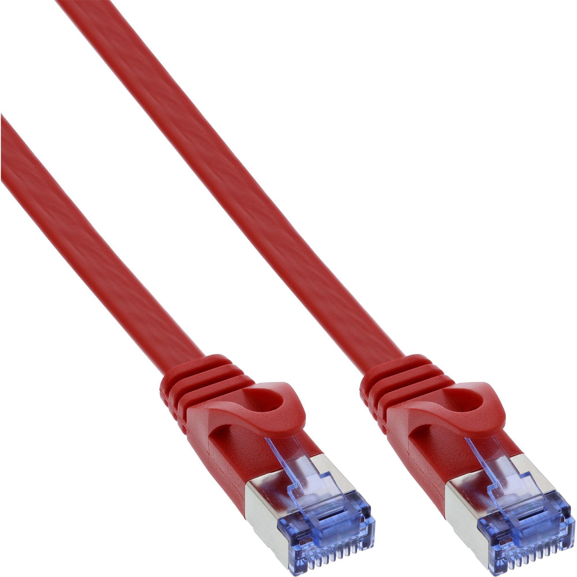 Inline InLine® Patchkabel flach, U/FTP, Cat.6A, rot, 10m LAN-Kabel