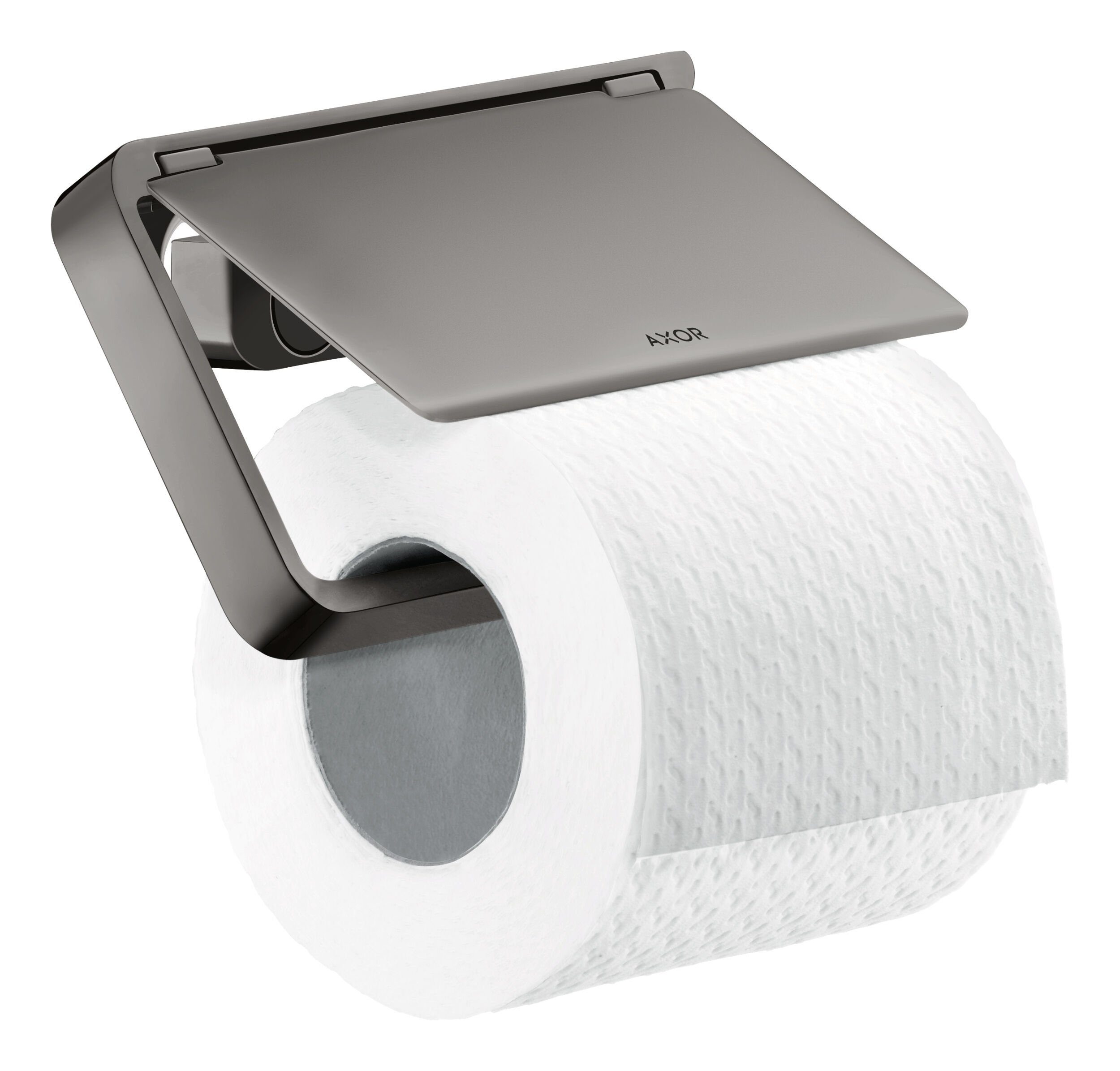 hansgrohe Toilettenpapierhalter Axor Universal Softsquare, Mit Deckel - Polished Black Chrome