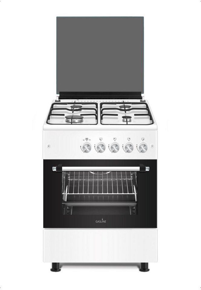 Gasline Gas Standherd Gasbackofen Mit Thermostat Shgg6060fg Weiß