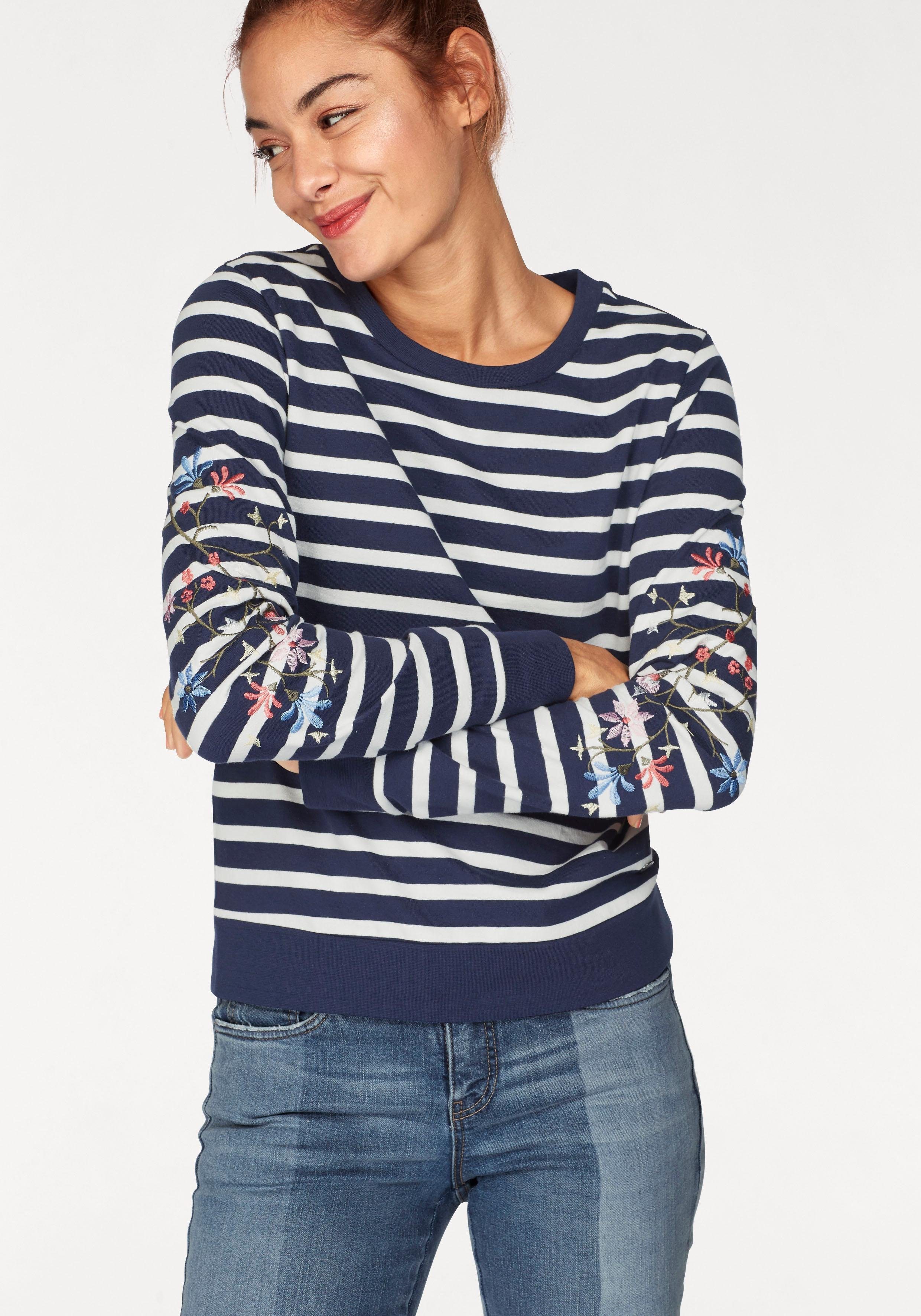 Ajc Sweatshirt Mit Blumenstickerei Am Ärmel Kaufen Otto