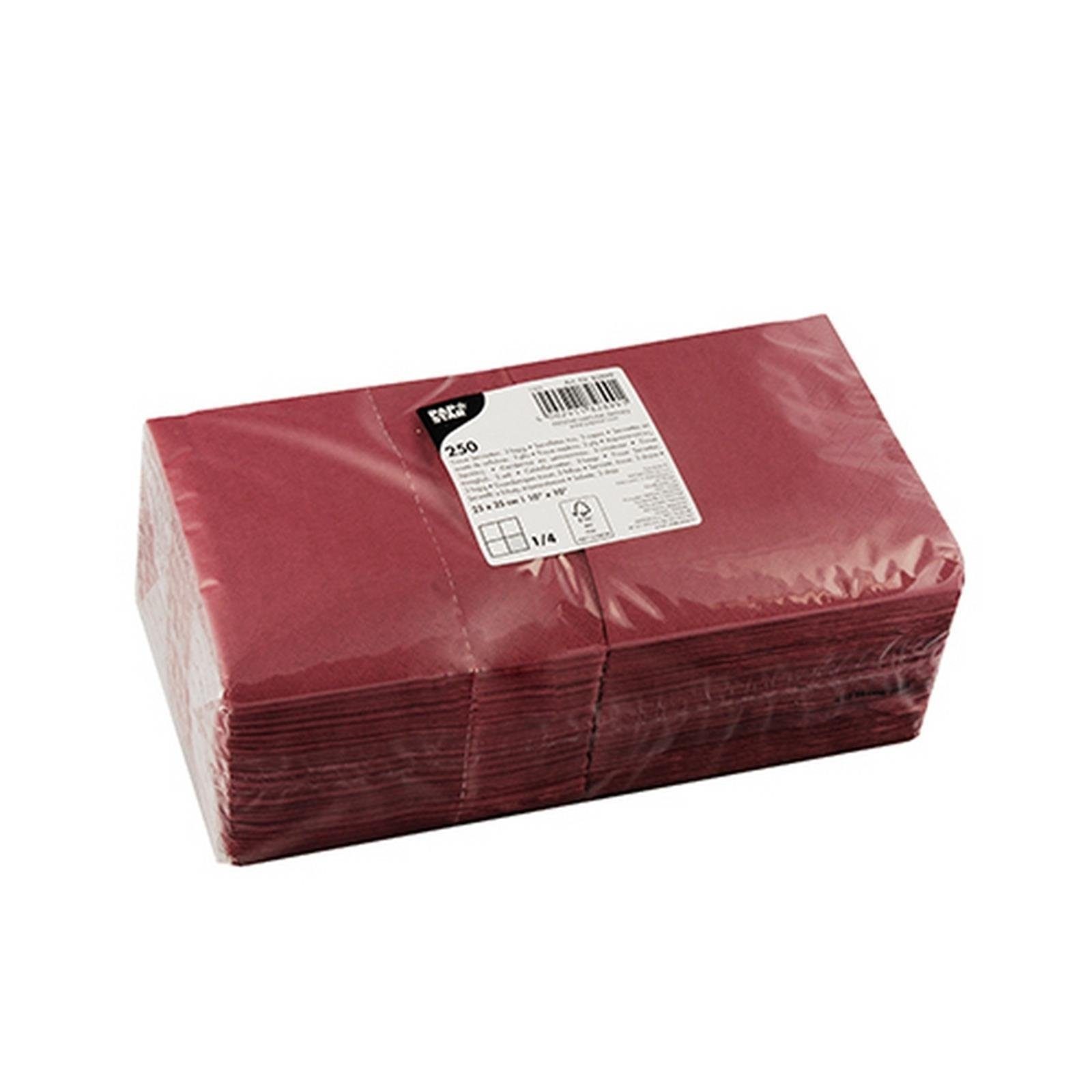 Papstar Papierserviette 250 Servietten 3 Lagig 24cm X 24cm Bordeaux