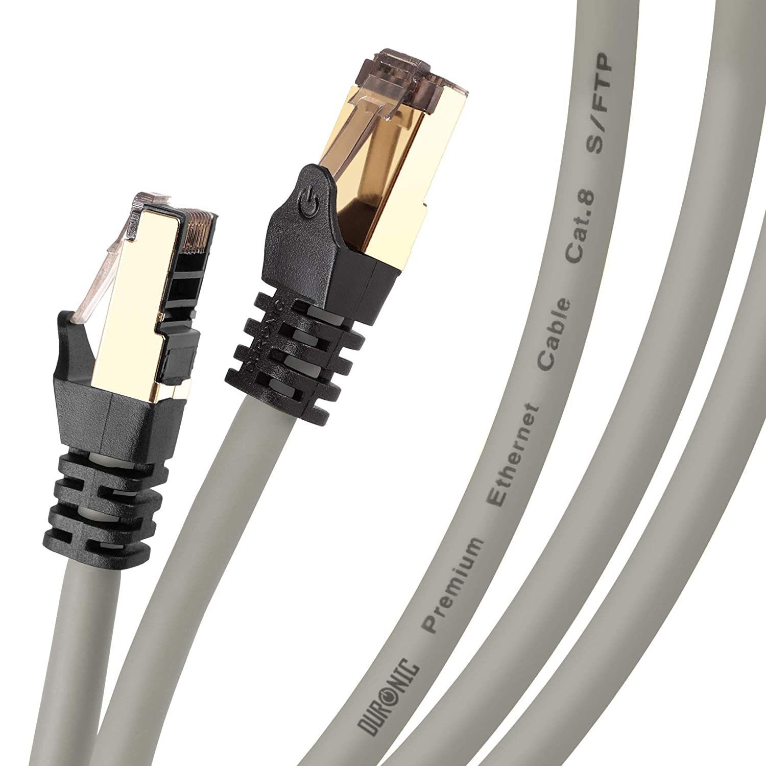 Duronic LAN-Kabel, CAT8 GY 5 m Ethernet-Kabel, 40 Gbps Netzwerkabel, RJ45 LAN Kabel, Patchkabel