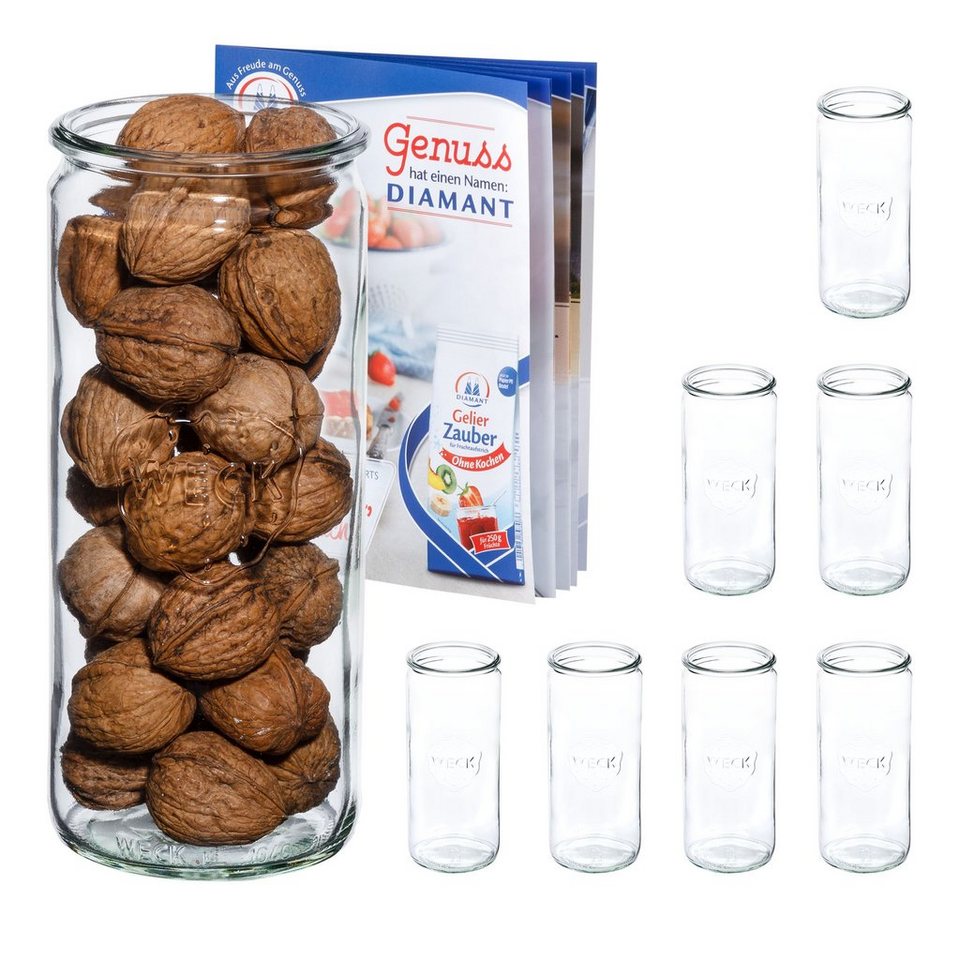 Mambocat Einmachglas 8er Set Weck Gläser 1040ml Zylinderglas Inkl