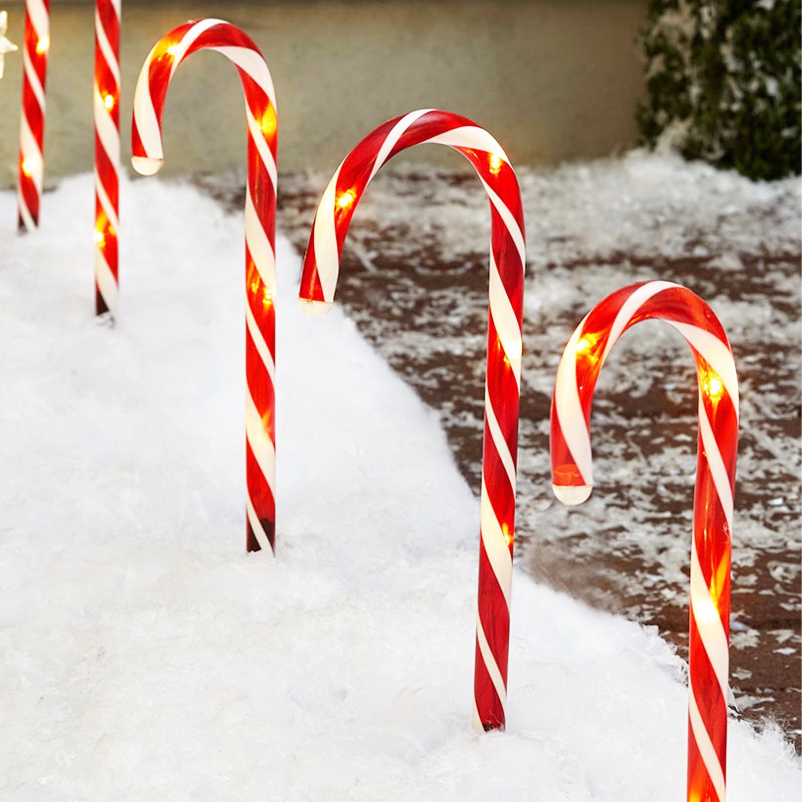 Clanmacy LED-Lichterkette »LED Zuckerstangen LED Beleuchtung Leuchtstab mit Erdspieß 4er Set ...