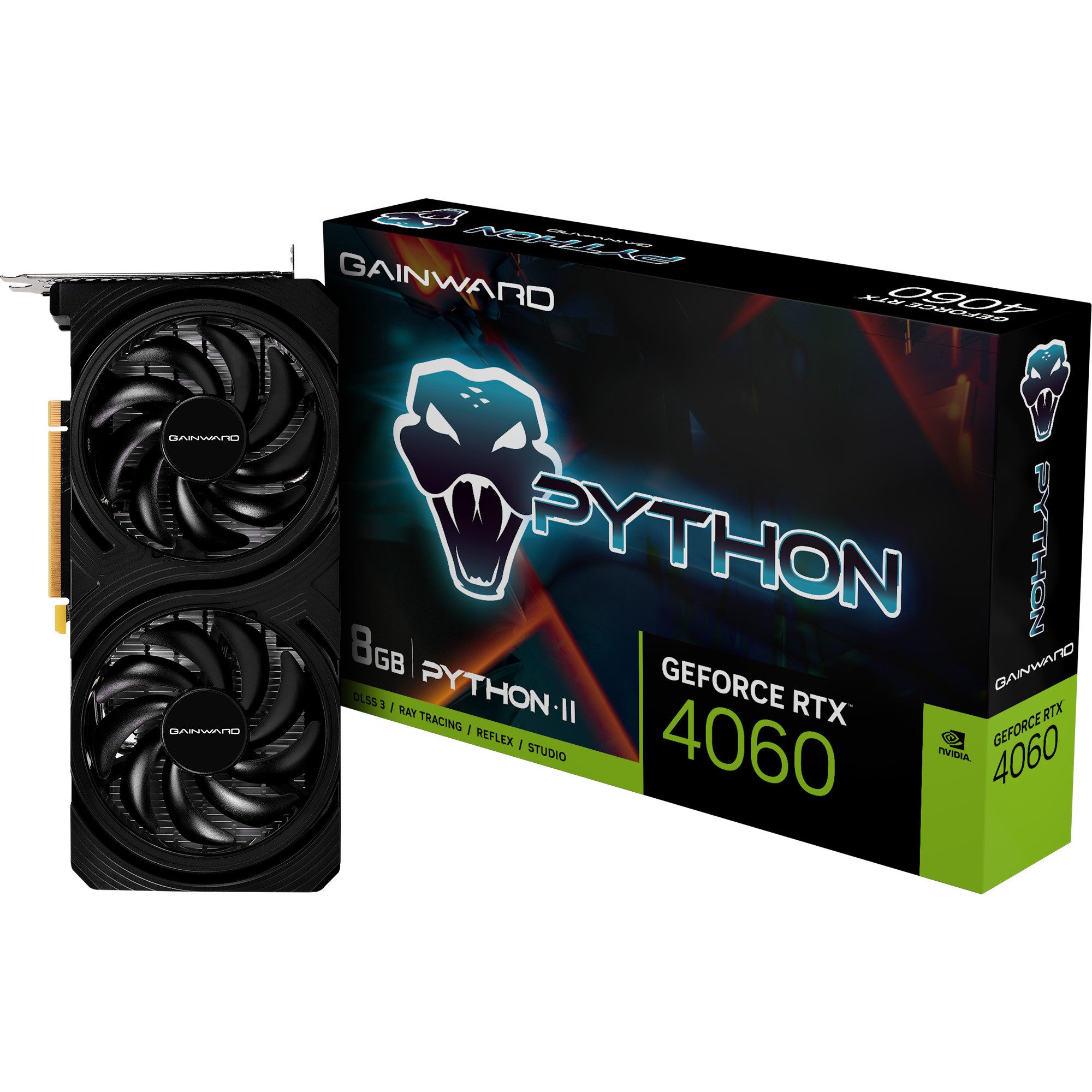 Gainward Gainward GeForce RTX 4060 Python II, Grafikkarte, Grafikkarte (8 GB), Gaming-Grafikkarte
