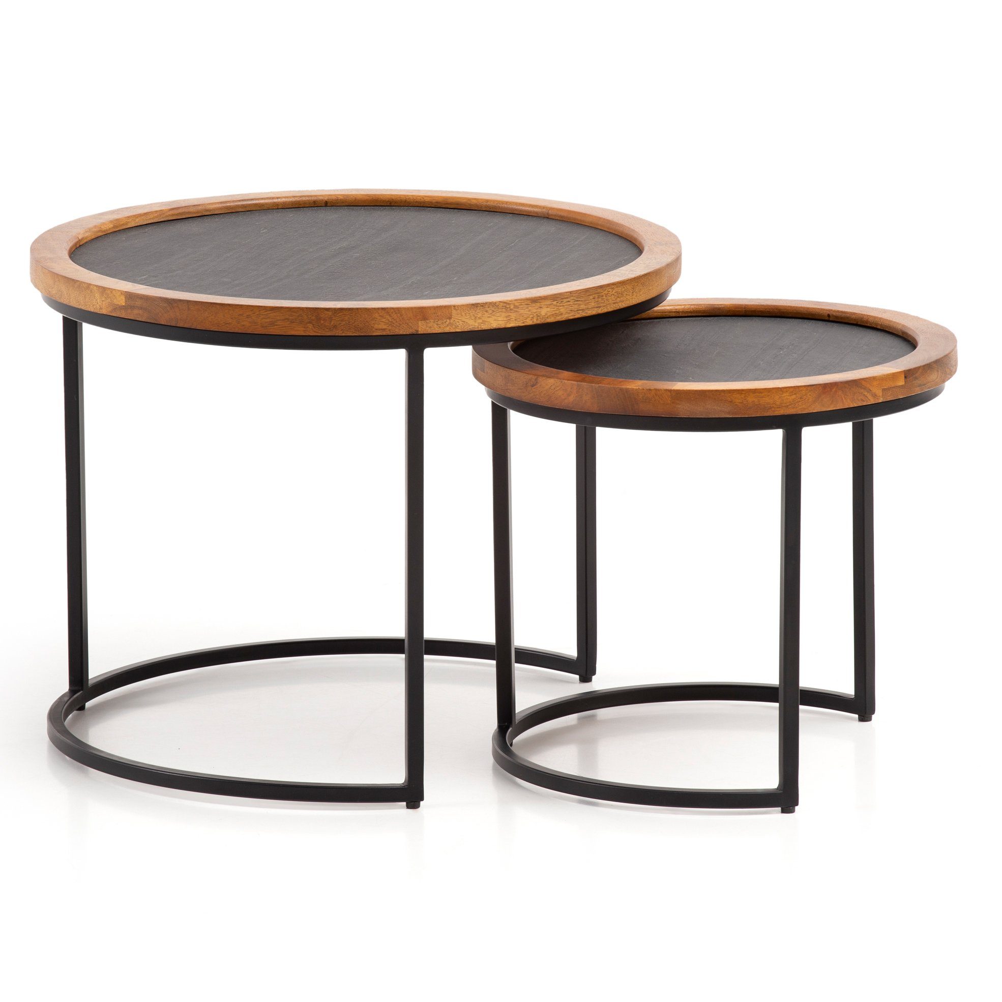 Finebuy Satztisch Fb95679 Couchtisch 2er Set Mango Massivholz
