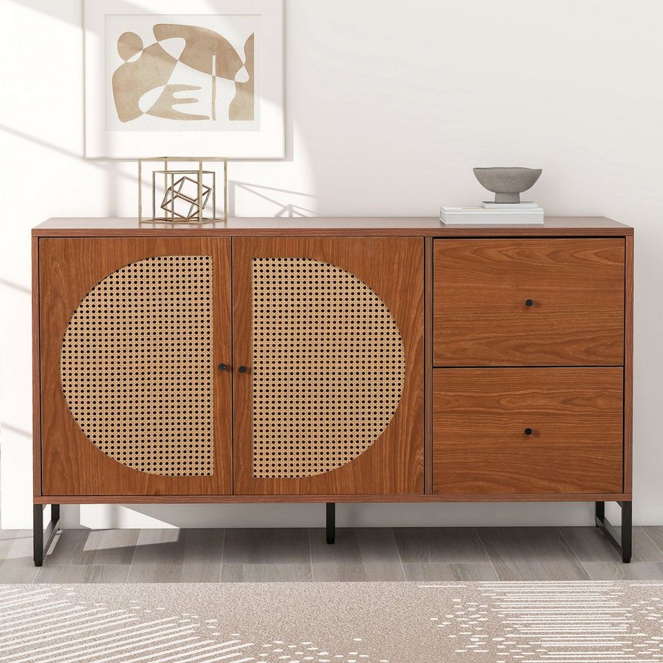 Merax Sideboard Mit 2 Fächern Und 2 Schubladen Kommode Mit