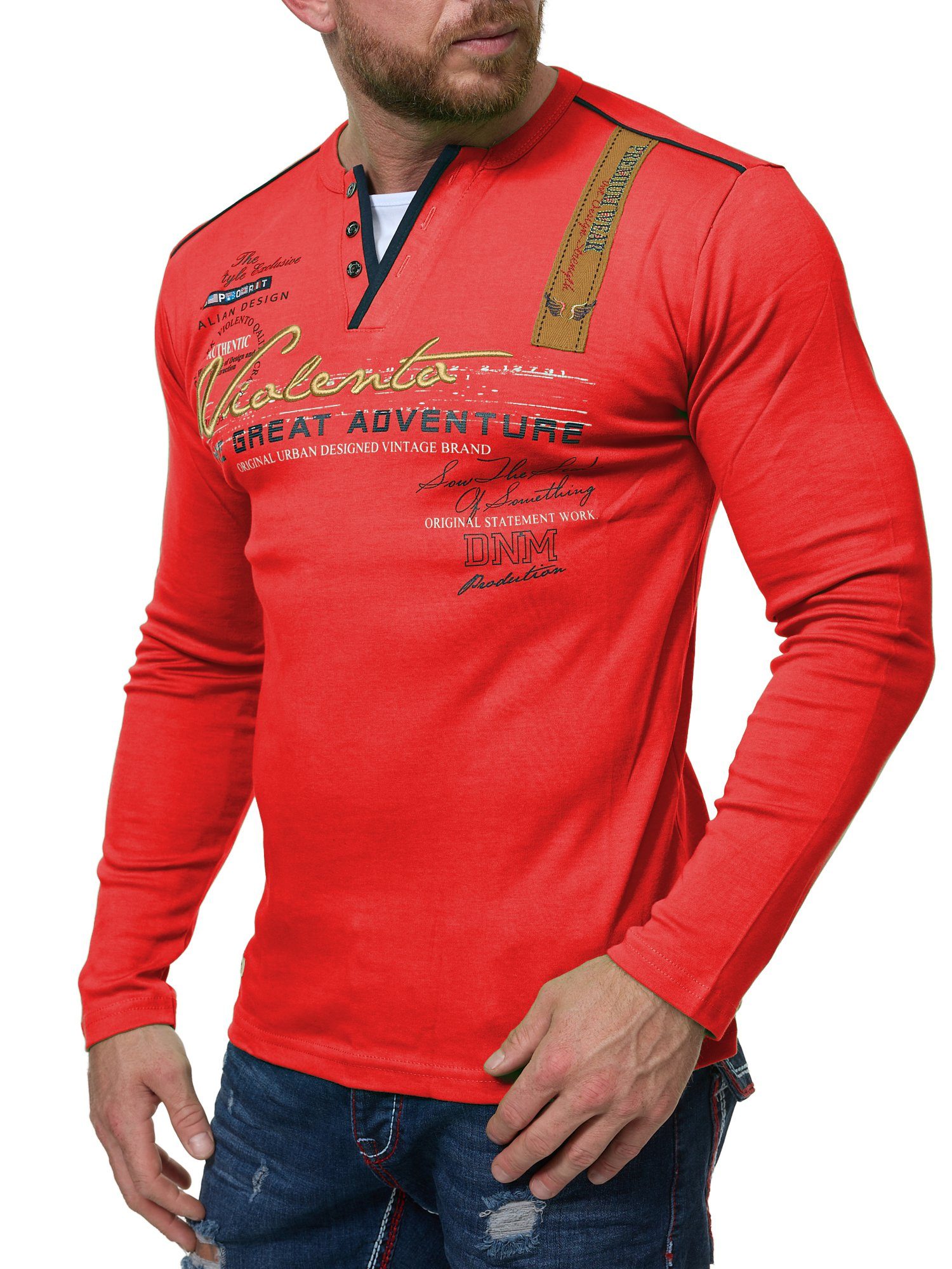 Lgonline Langarmshirt Herren Longshirt Langarmshirt 100 Baumwolle