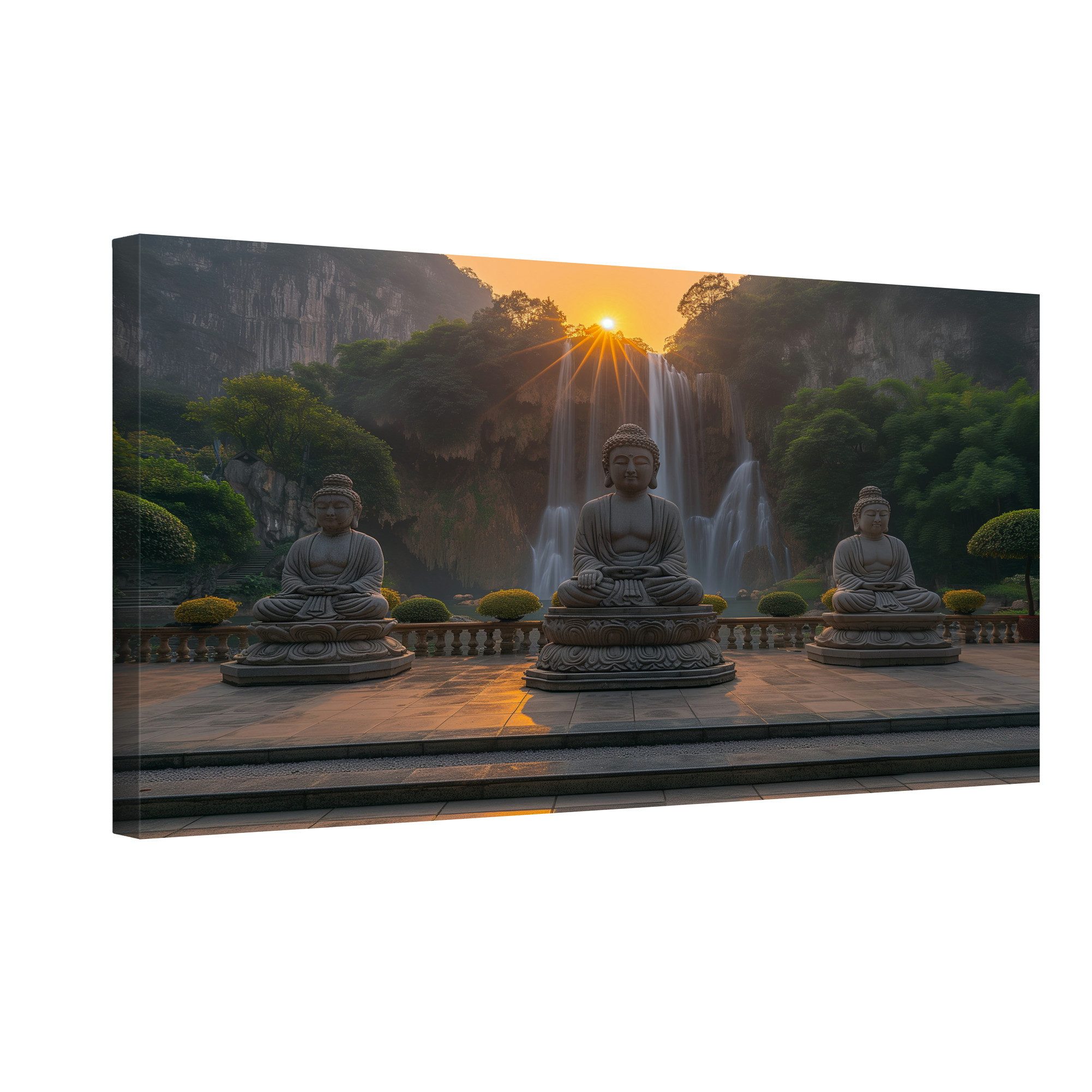 Altdecor Leinwandbild Zen Spa Statue Natur Yoga Wasserfall 30 X 20 Cm