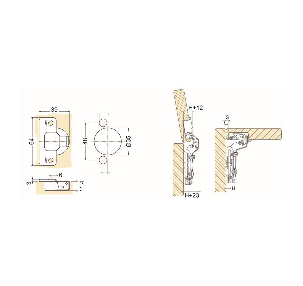 Danco Möbelbeschlag Topfband Topfbänder Click System Scharnier ...