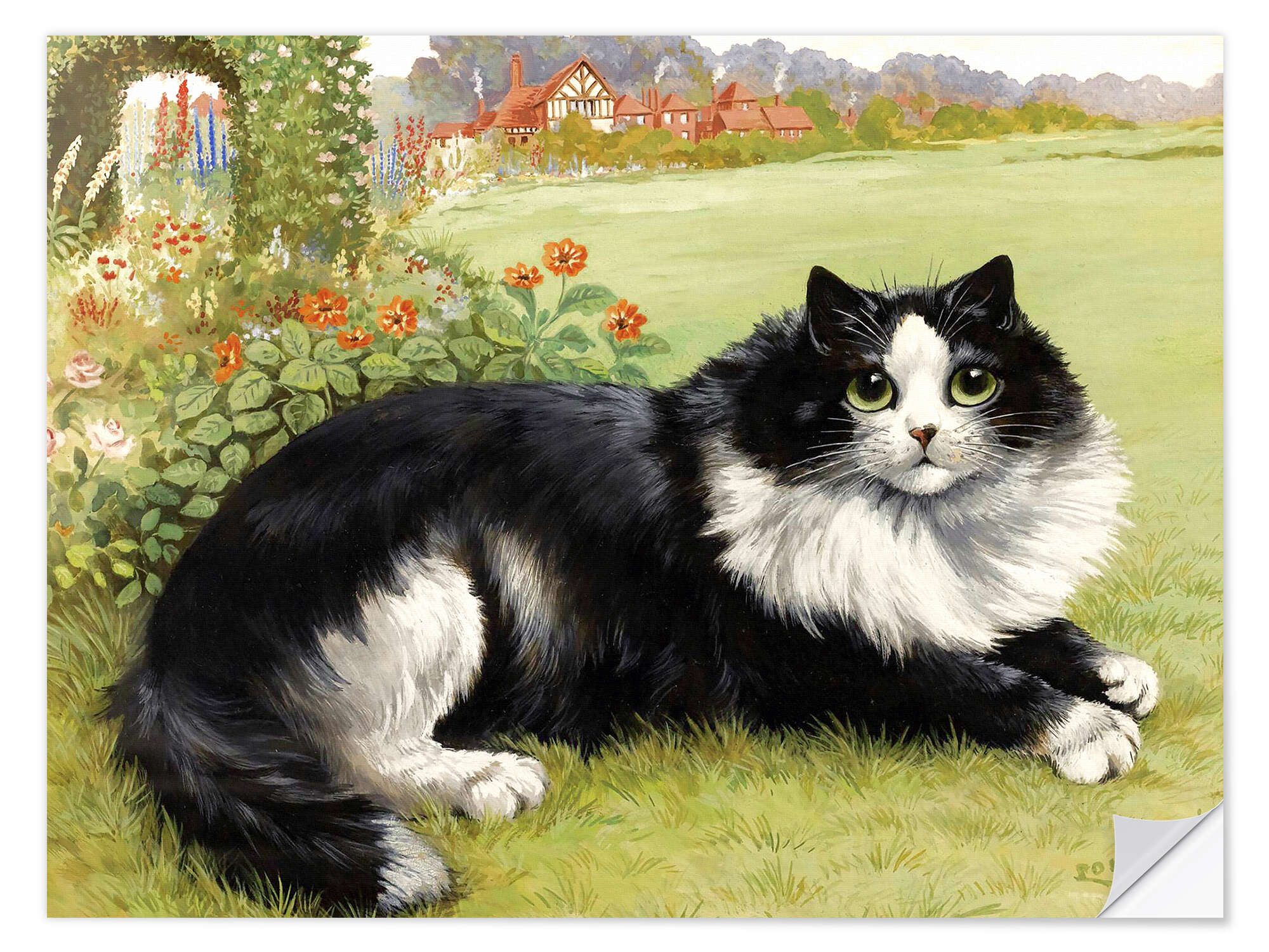 Posterlounge Wandfolie Louis Wain Ruhepause Im Garten Illustration