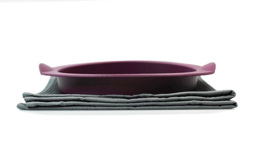 TUPPERWARE Back-Set Silikonform Glatte Runde lila 16 cm + GLASTUCH