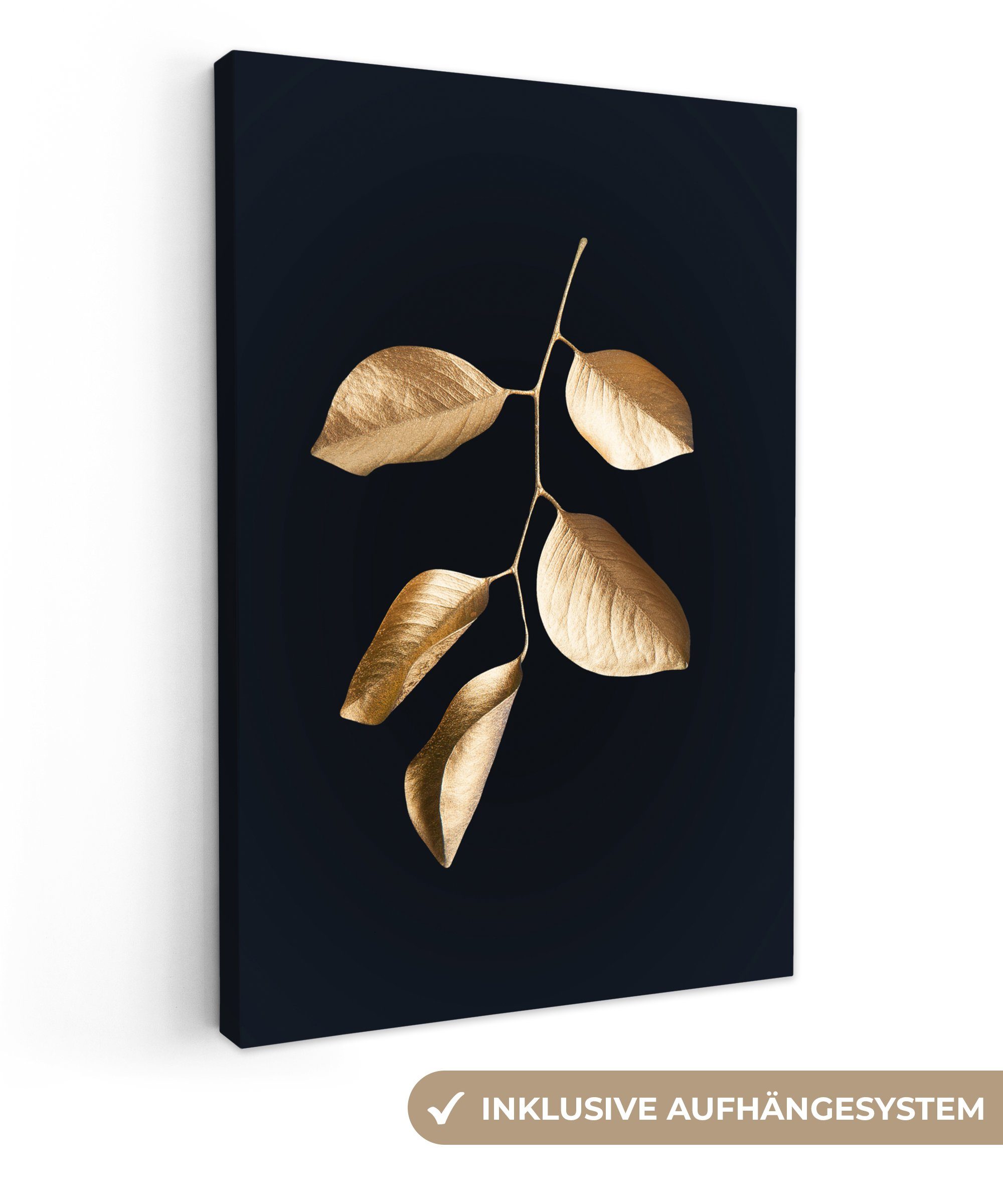 Onemillioncanvasses® Leinwandbild Blätter Schwarz Und Gold Luxus