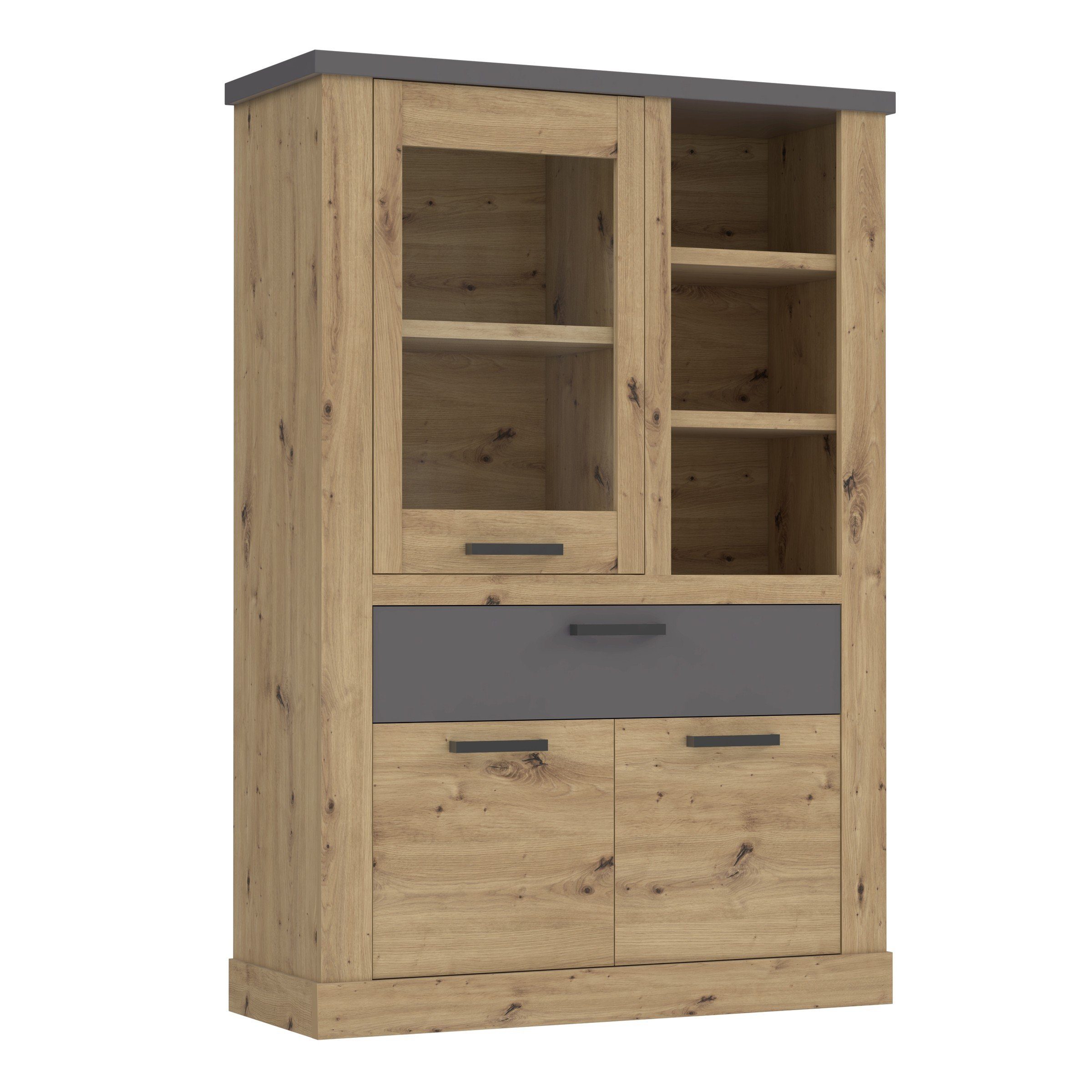 Möbelando Highboard Duro Aus Holzwerkstoff Sicherheitsglas Metall In