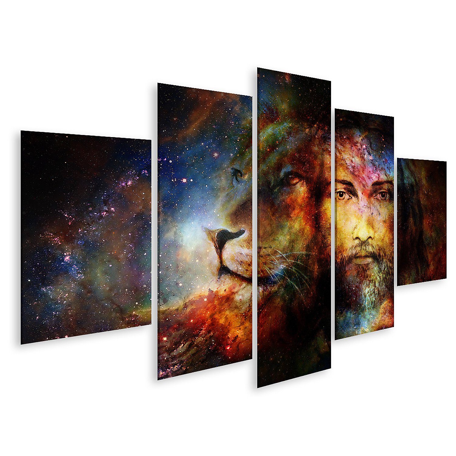 islandburner Leinwandbild Bild auf Leinwand Malerei Von Jesus Mit Einem Löwen In Cosimc Raum Bli