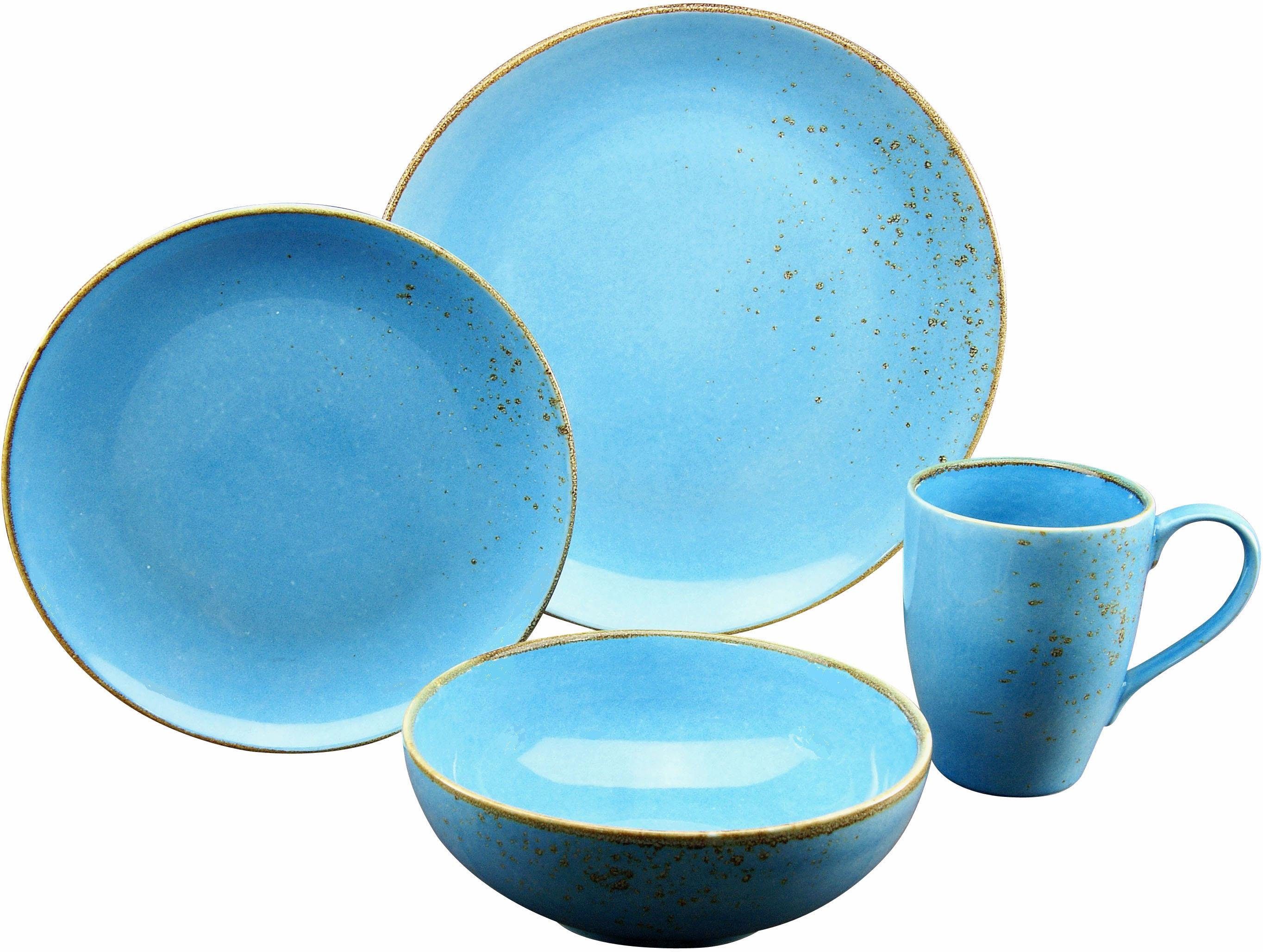 Creatable Geschirr Set Steinzeug 4 Teile Nature Collection Aqua